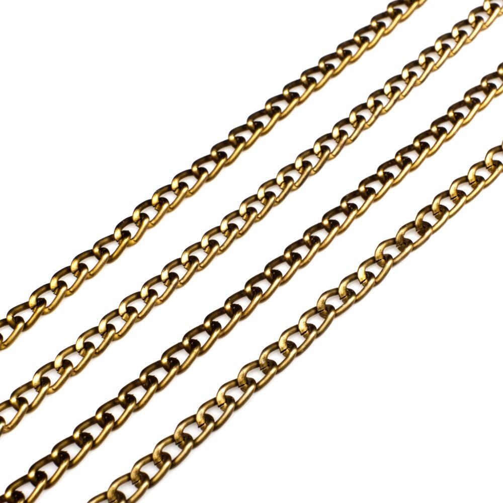 Aluminium Chain Oval Curb 3x4mm - Bronze 1m