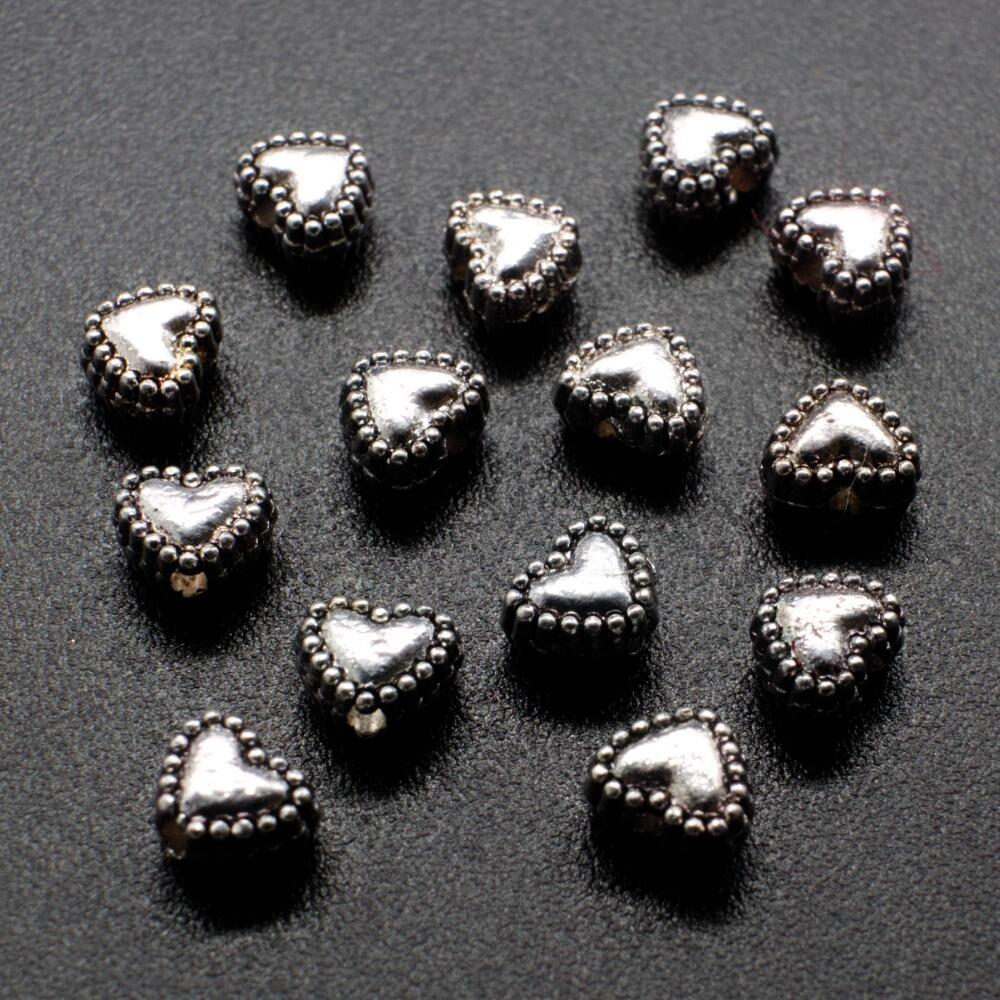 Antique Silver Metal Bead Heart 5mm 30pcs