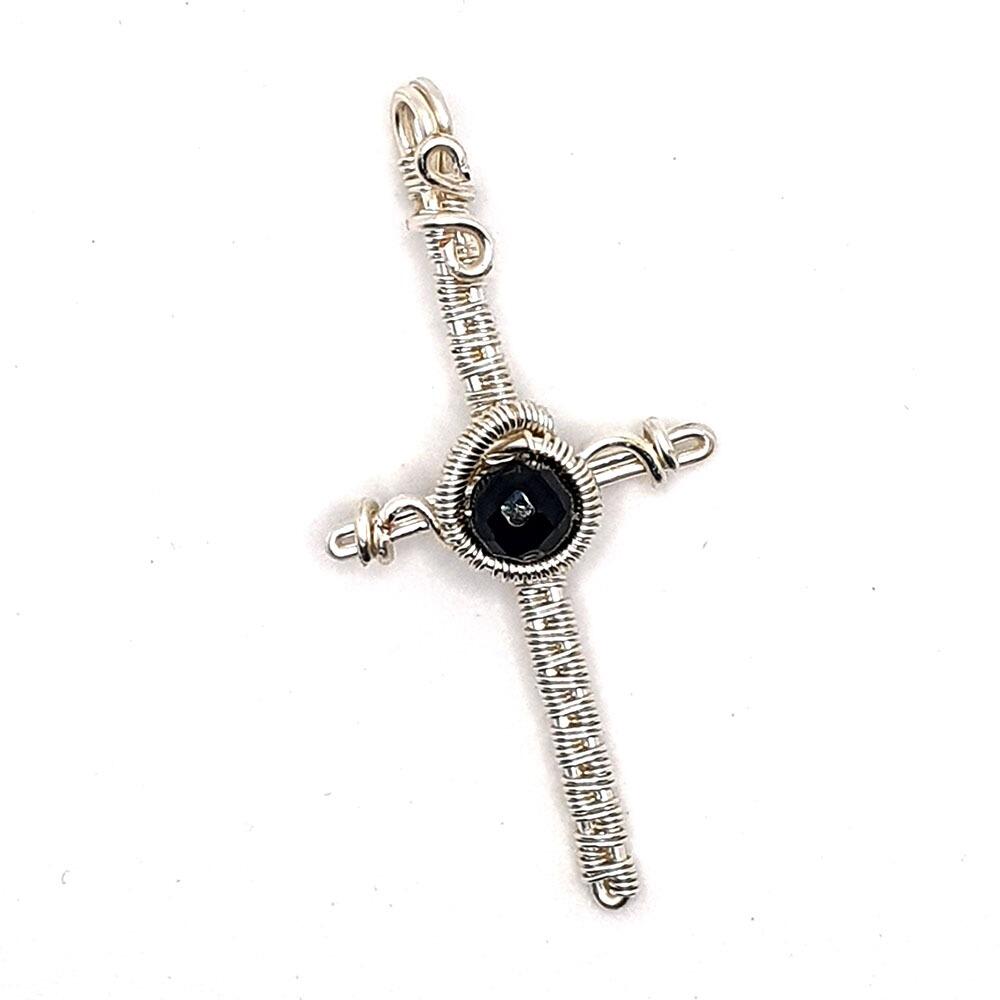 Cross Pendant - Obsidian
