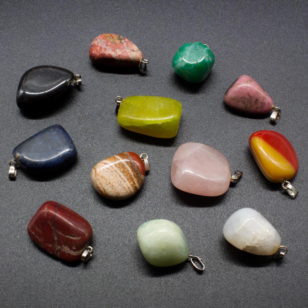 Gemstone Pendants Mixed Pack 12pcs 15-25mm