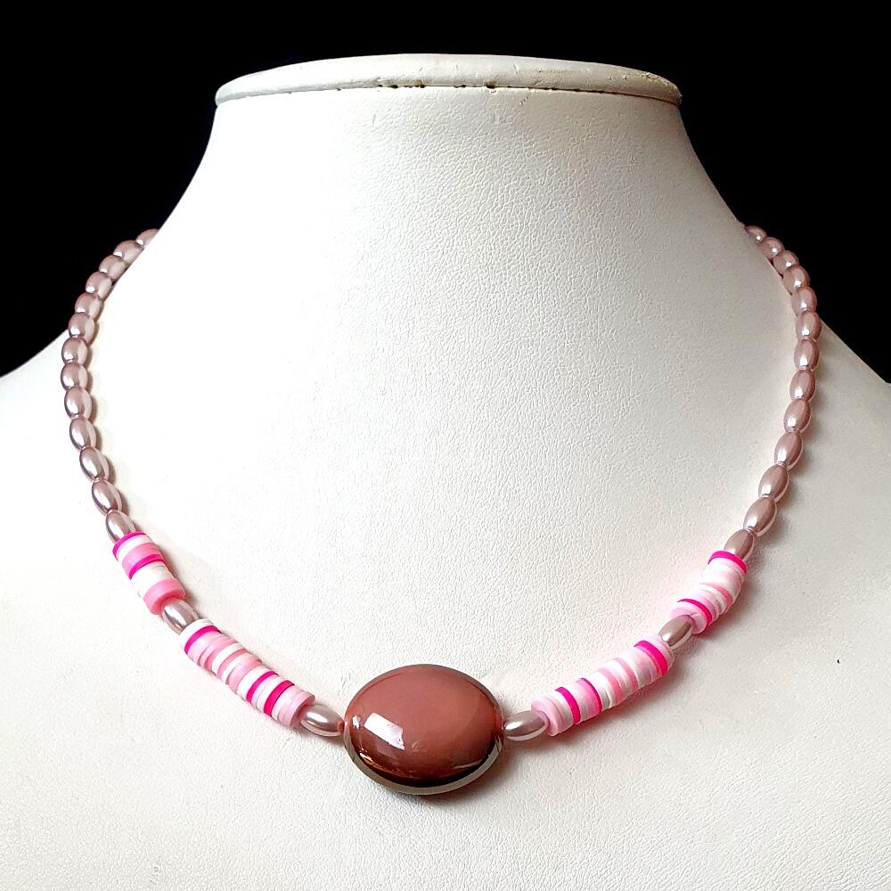 Joy Fimo Heishi Necklaces - Pink Mix