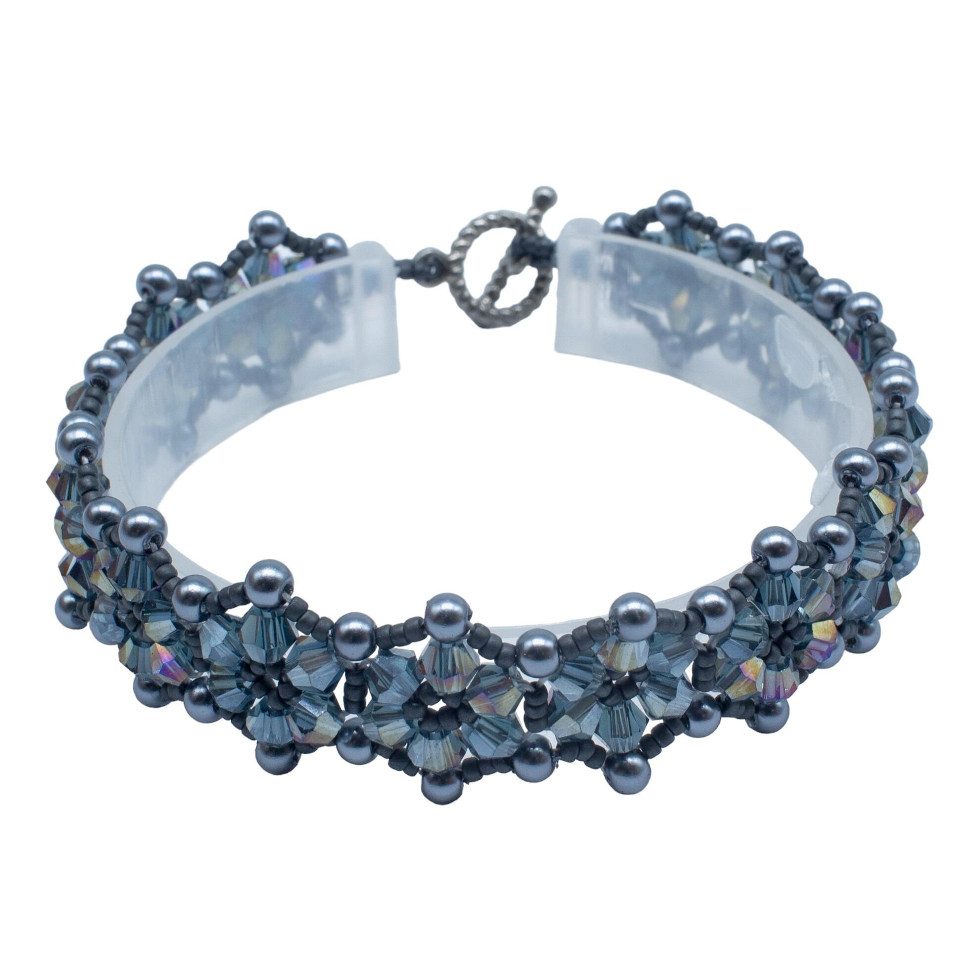 Crystal Flower Bracelet Makes 2 - Navy