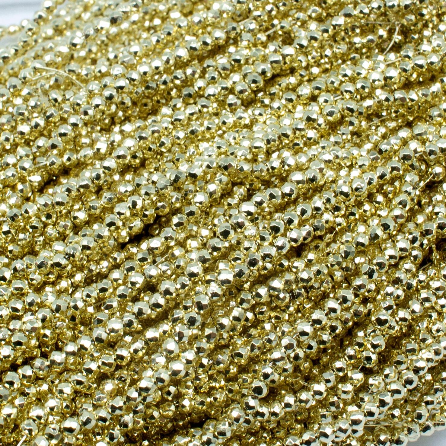 Micro Crystal Round Beads 1.5mm - Metallic Light Gold