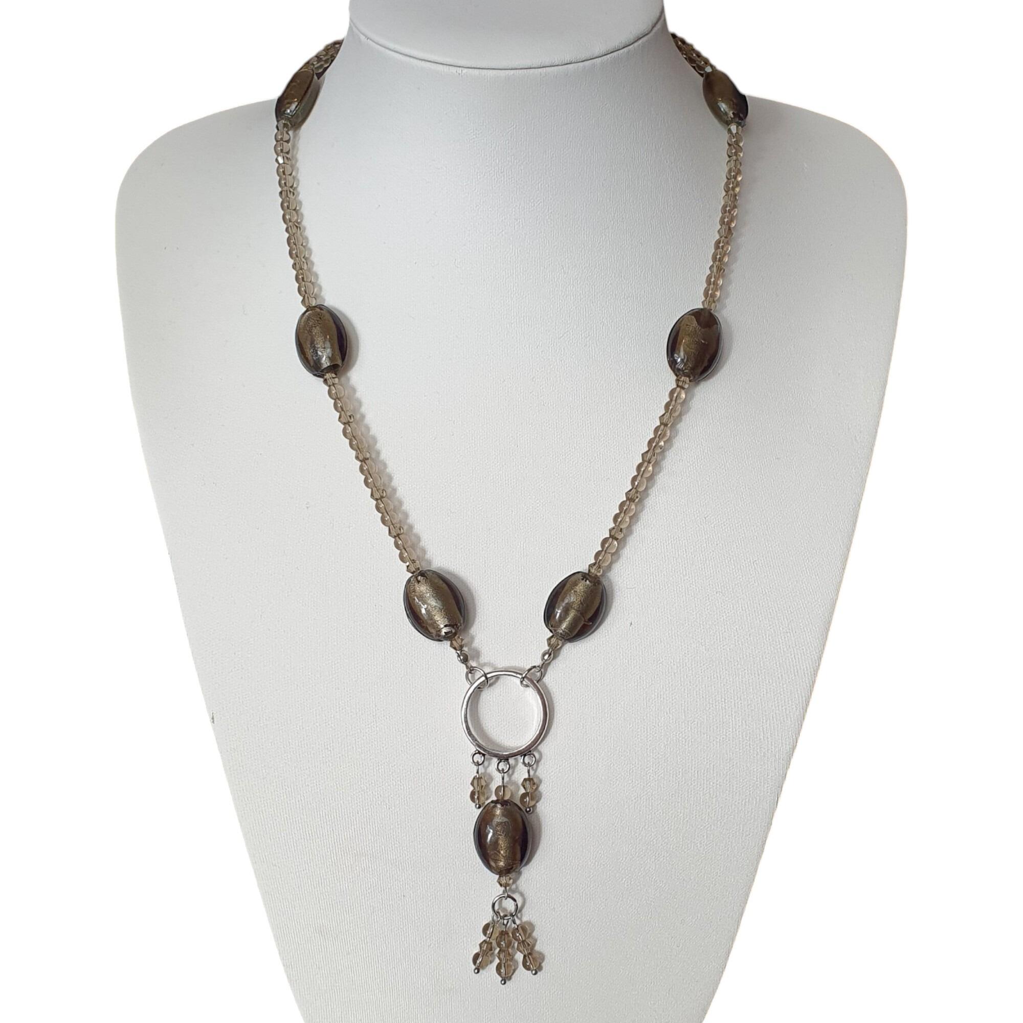 Alexandria Silver Foil Necklace - Grey