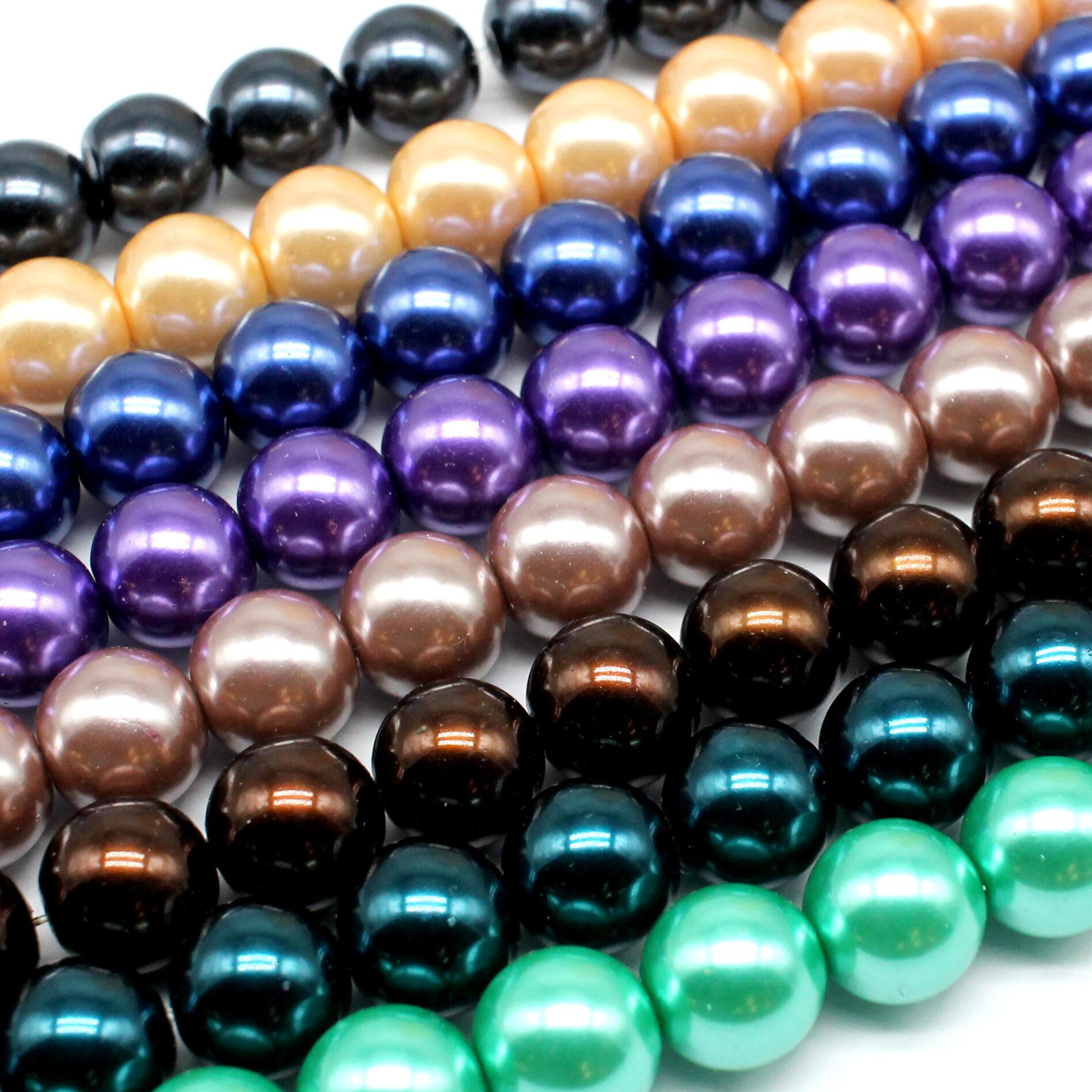 Glass Pearl 12mm Bead Bundle - 8 Strings