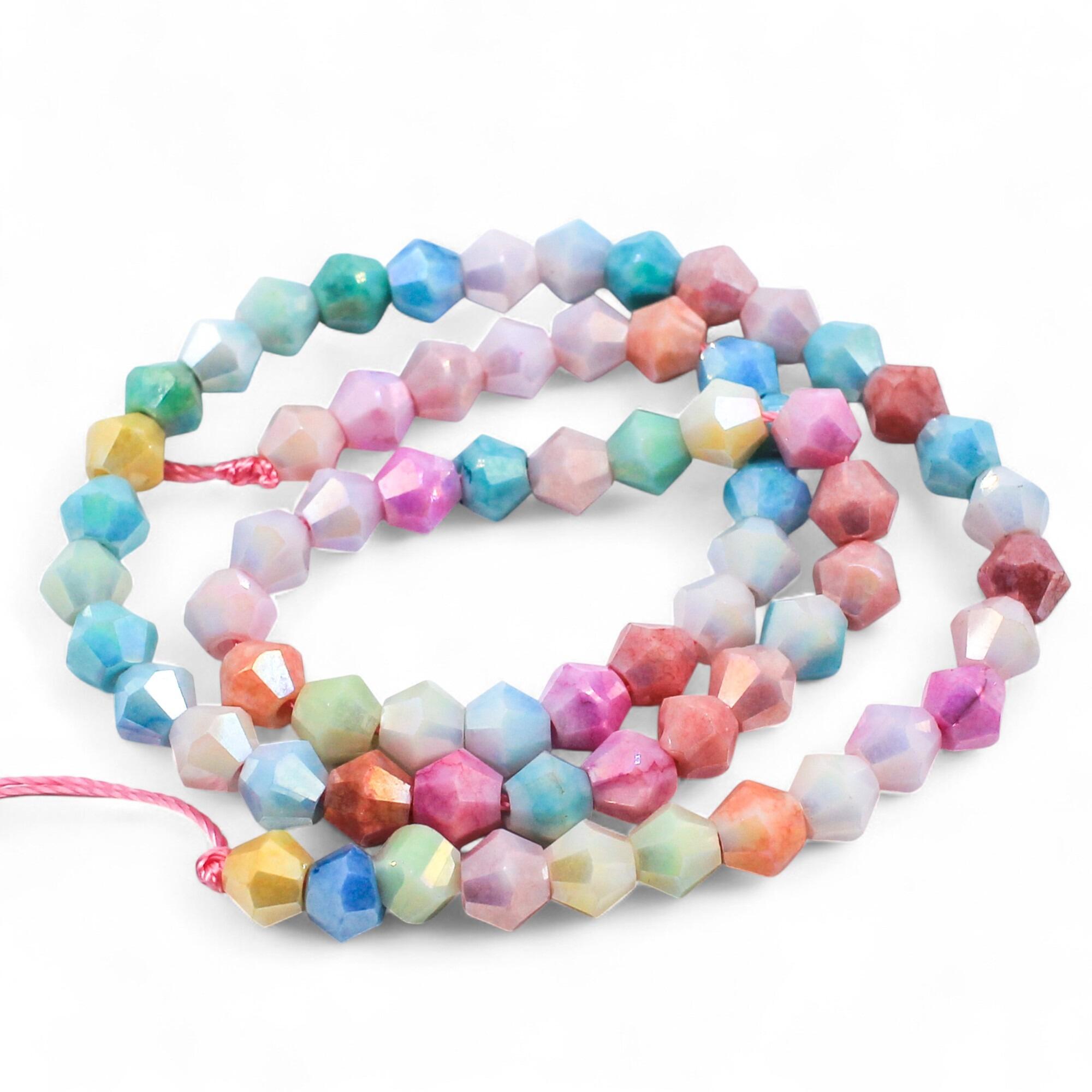 Crystal Bicone Beads 6mm - Pastel Marble Mix 14" string