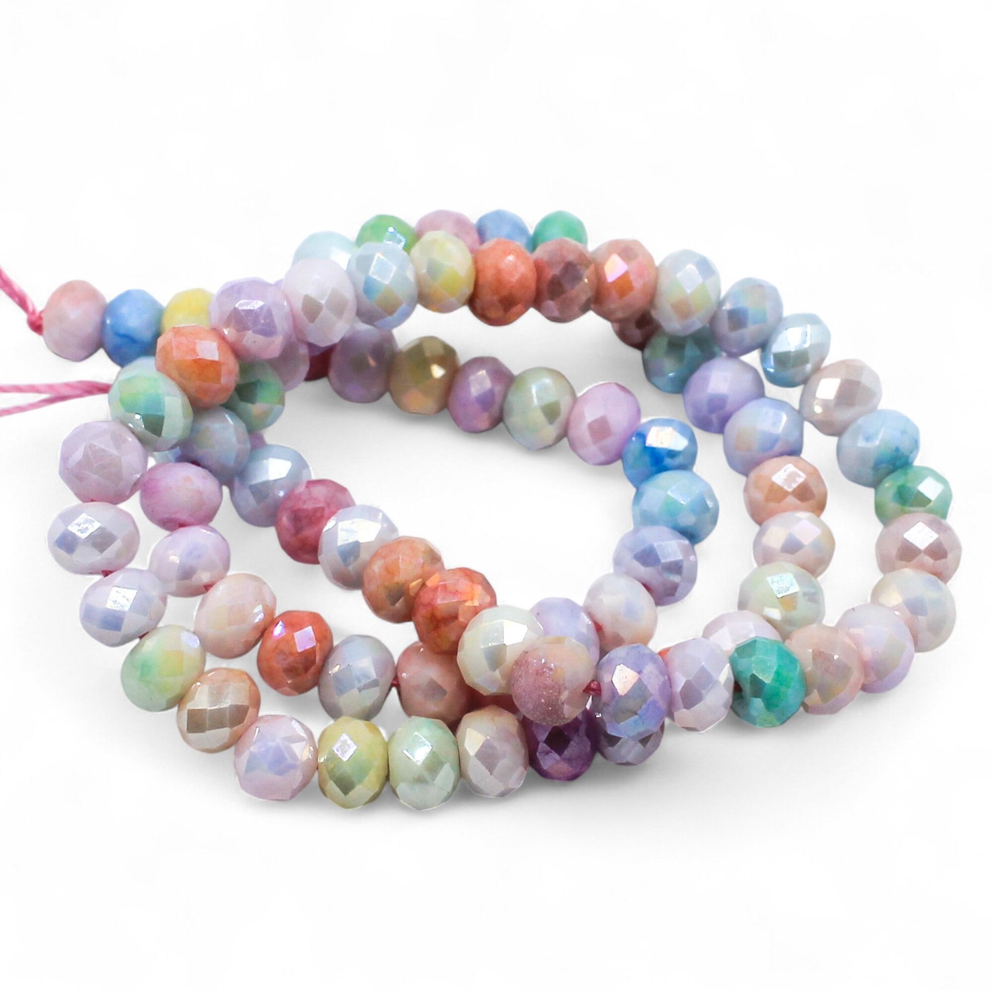Crystal Rondelle Beads 4x6mm - Pastel Marble Mix 15