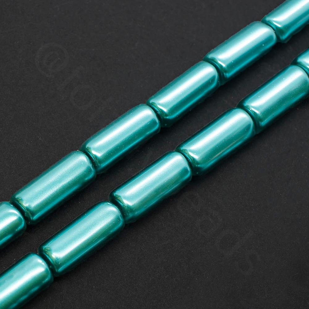 Glass Pearl Tube Beads 6x15mm - Teal