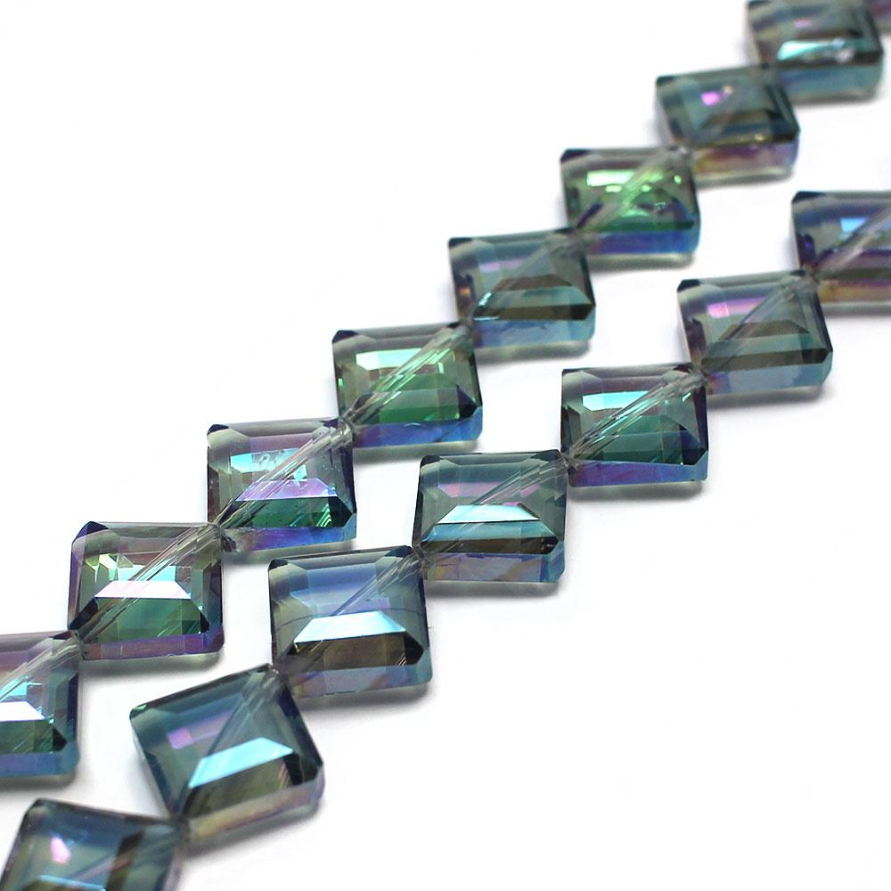 Crystal Faceted Squares 13mm - Electric Blue