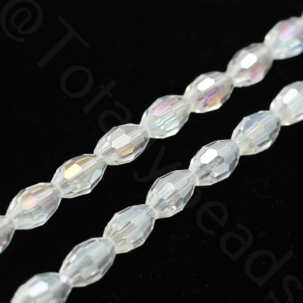 Crystal Faceted Rice 6x4mm - Clear AB