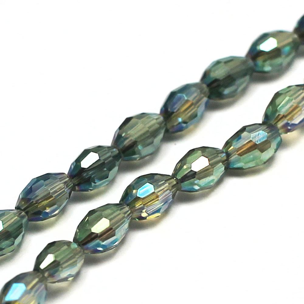 Crystal Faceted Rice 6x4mm - Electric Green