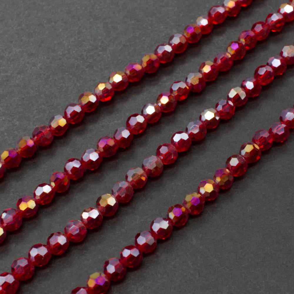 Crystal Round Beads 4mm - Dark Red AB