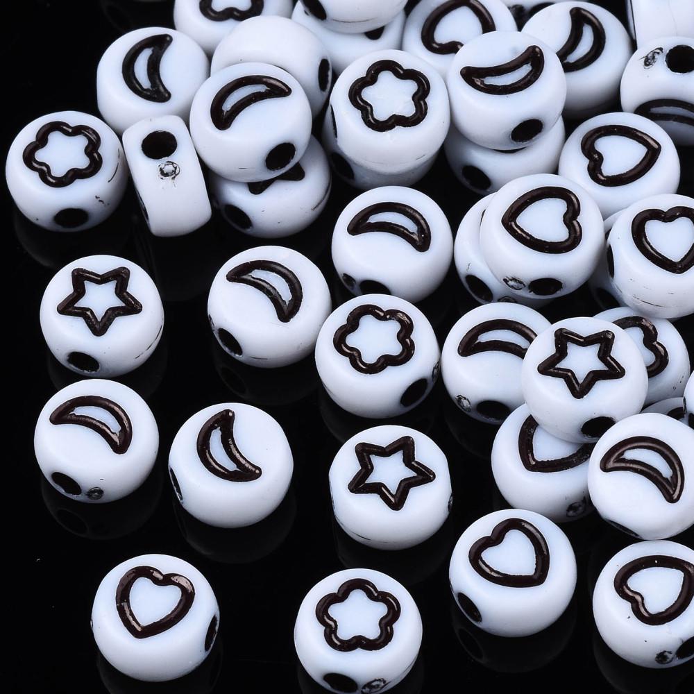 Acrylic Shape Beads - Flat Round Black & White 6mm - 400pcs | Craft ...