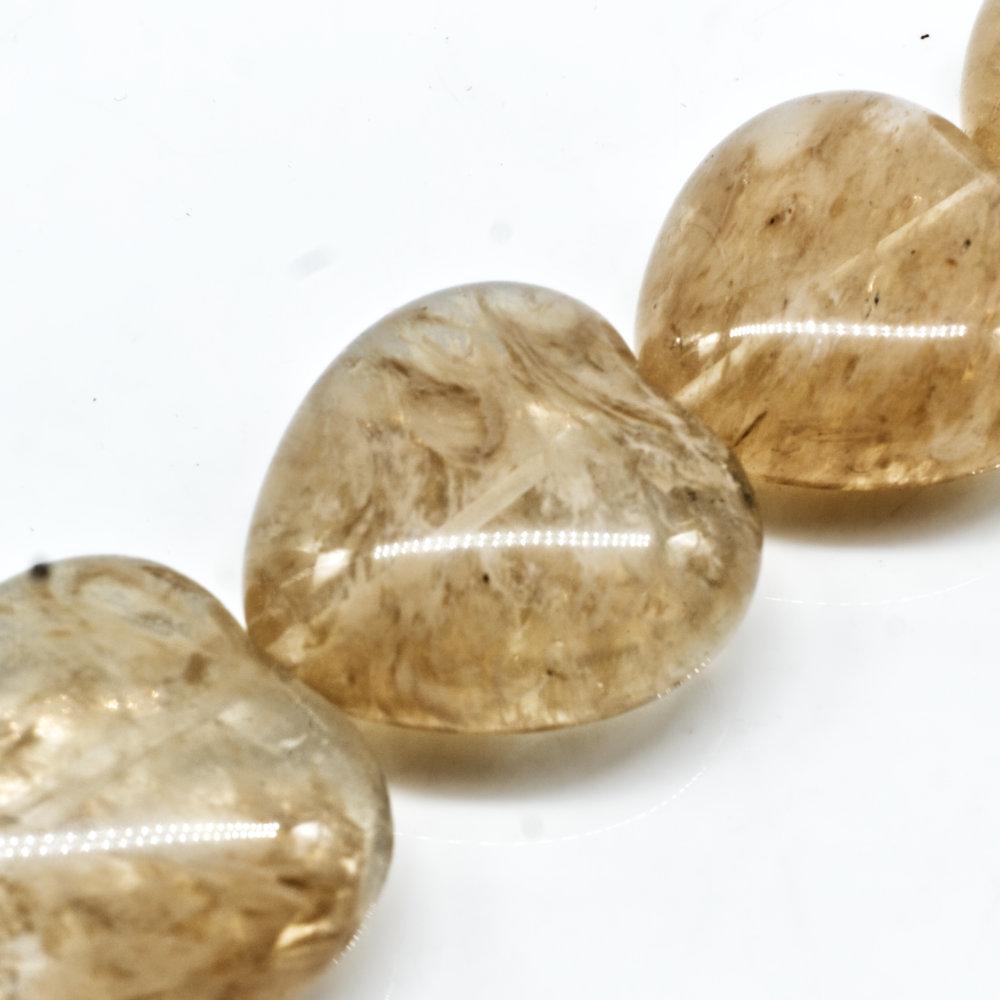 Volcano Glass Beads 30mm Heart - Honey Quartz