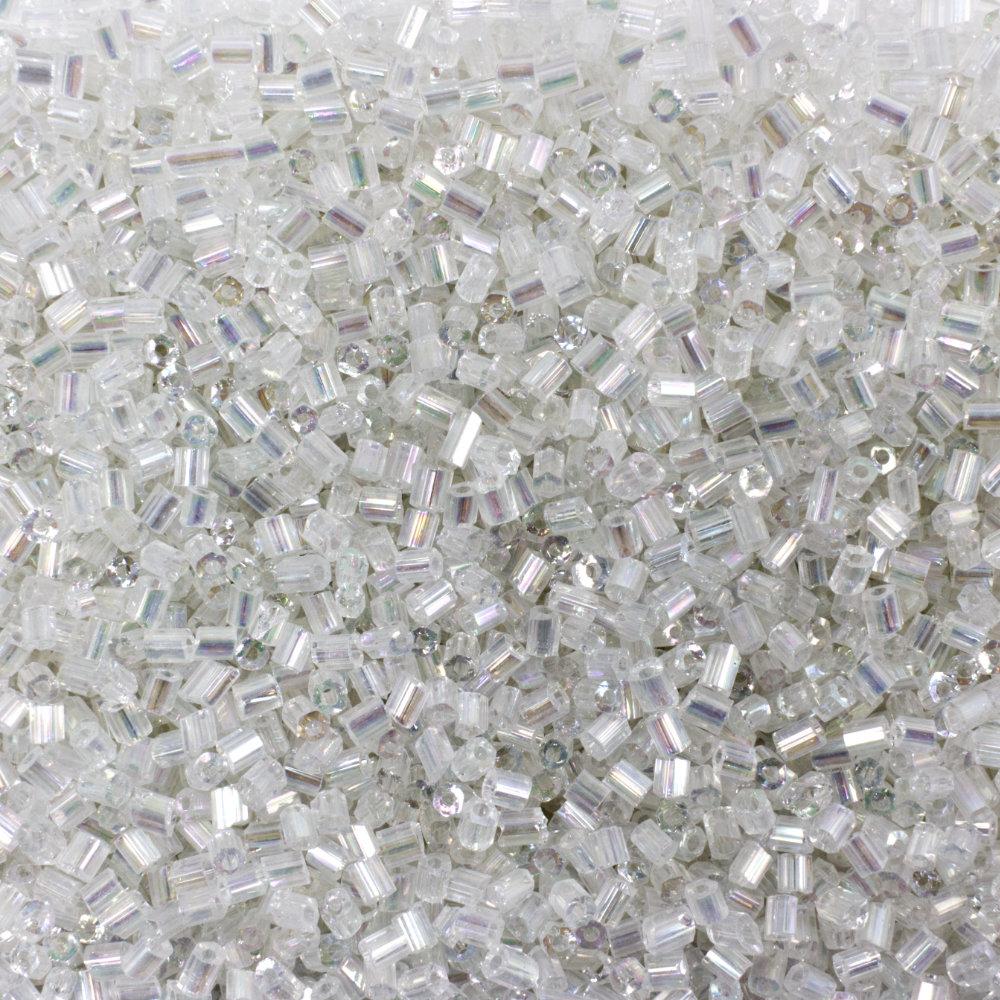 Hex Cut Beads 100g - Transparent Rainbow Clear