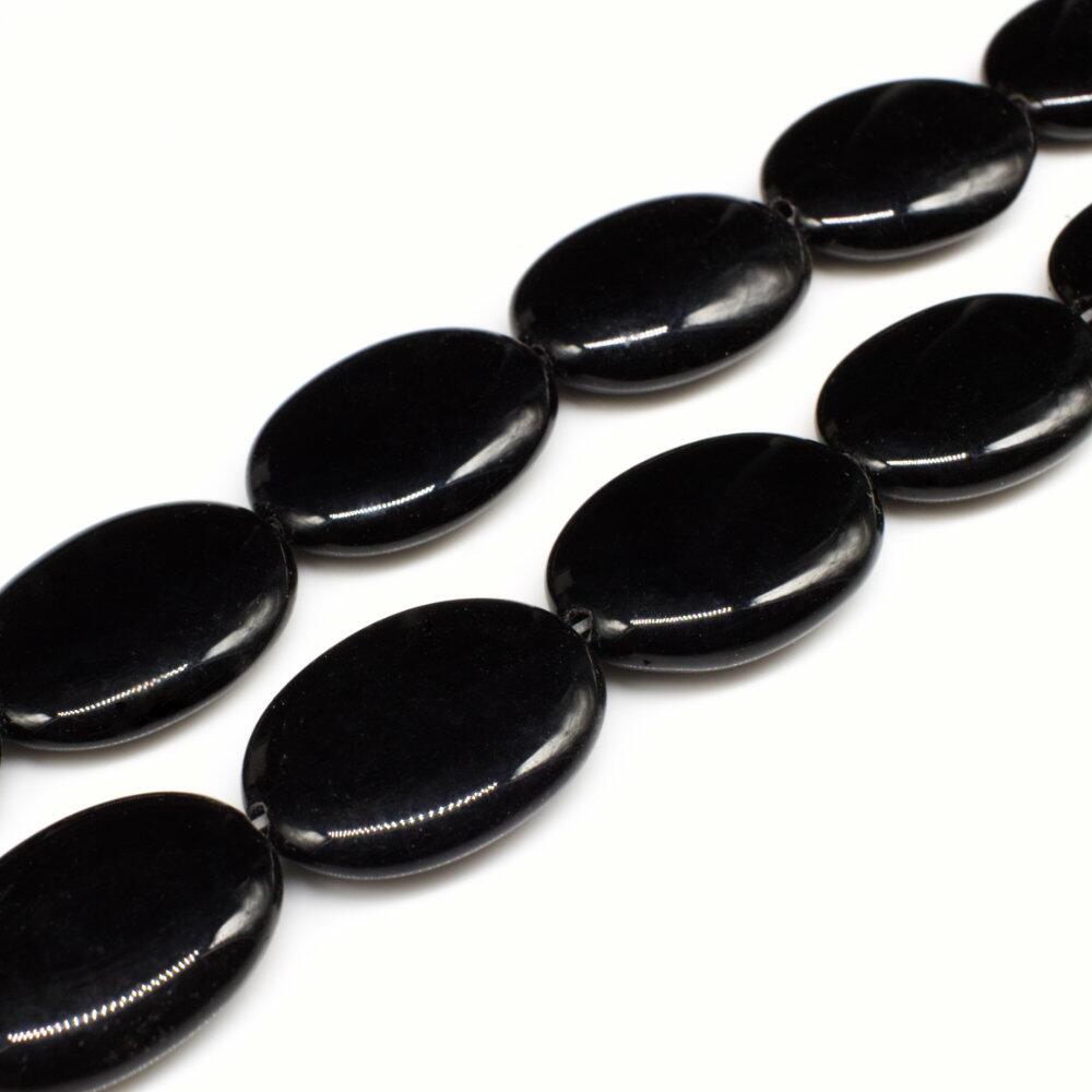 Obsidian Oval Beads - 24mm 5 Beads