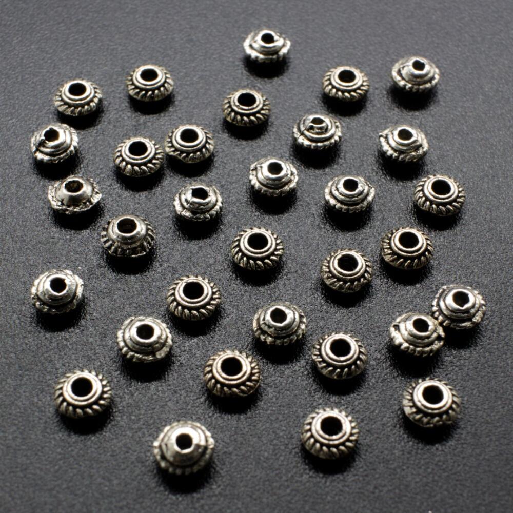Antique Silver Metal Bead Rondelle 5x2mm 40pcs
