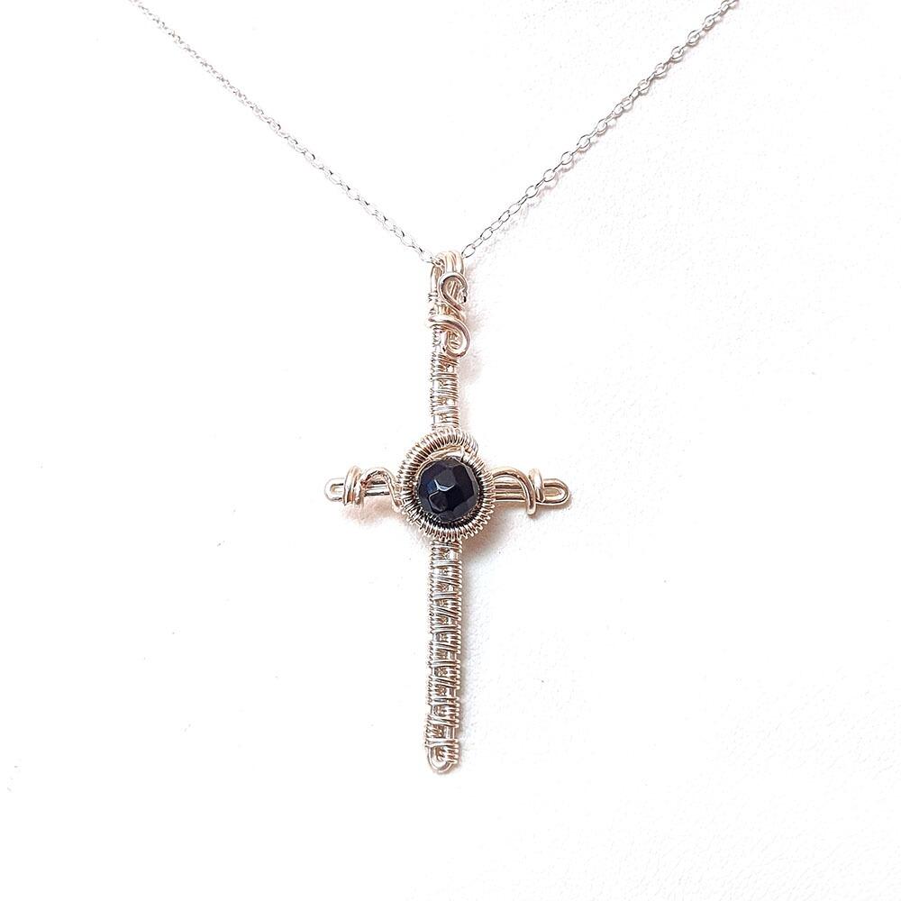 Cross Pendant - Obsidian