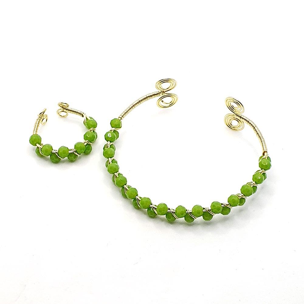 Delia Bangle & Ring - Spring Green
