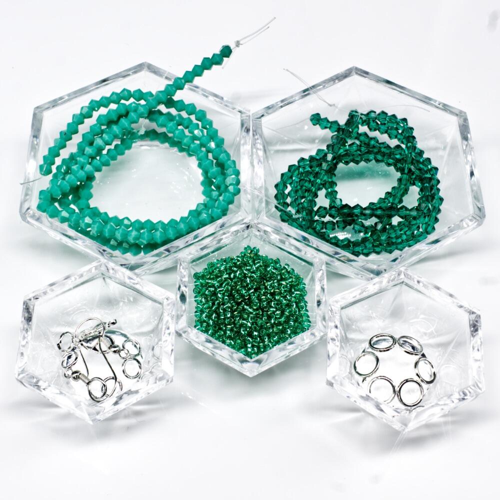 BC 2023 WK 22: Bicone Flower Necklace Kit - Opaque Teal