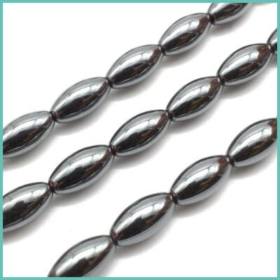 Hematite Rice Beads | Metallic Oval Gemstone Beads