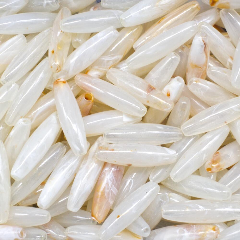 Acrylic Marble Beads Rice 19mm 25pcs - Ivory