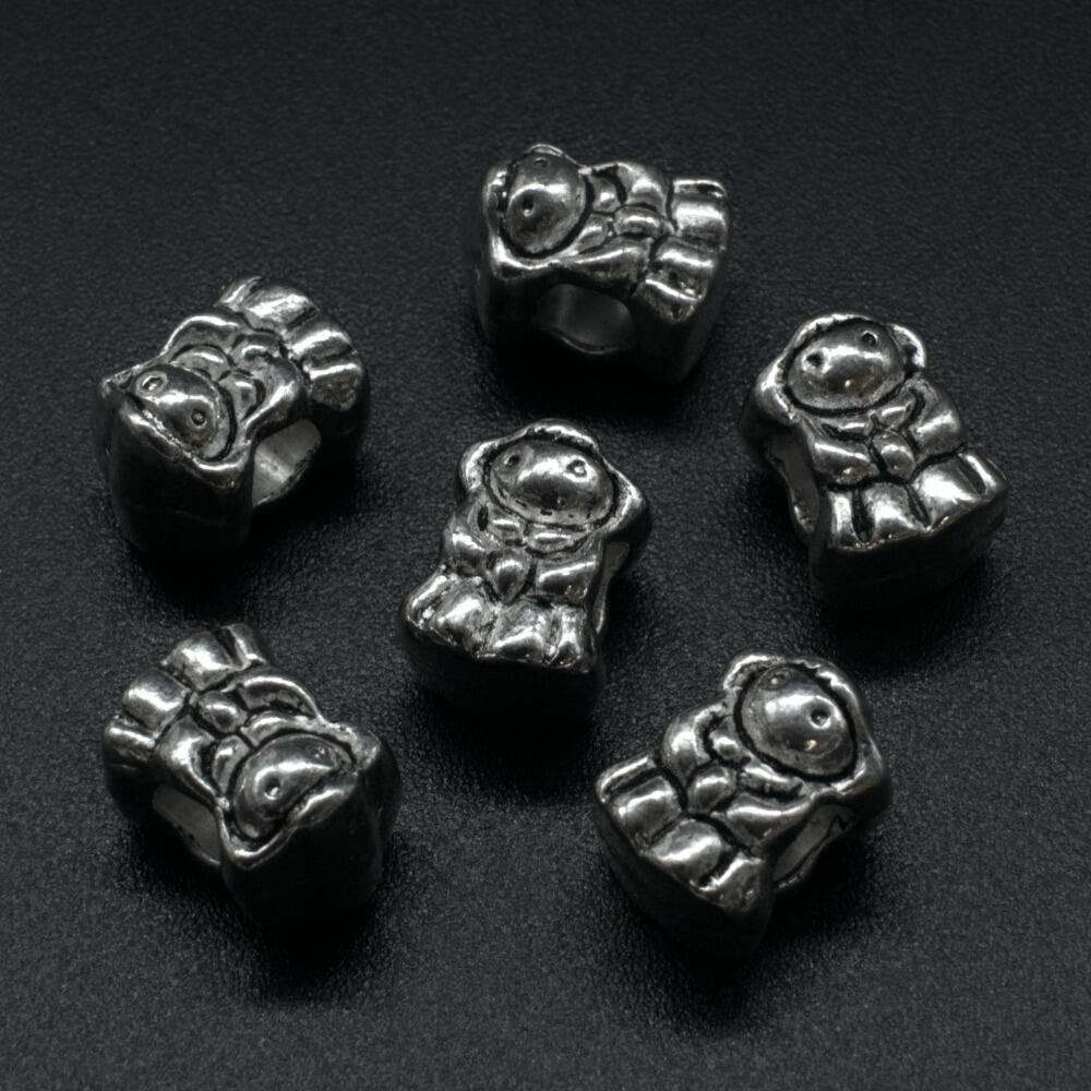 Ant. Silver Charm Bead Bride 12mm Large Hole 1pc