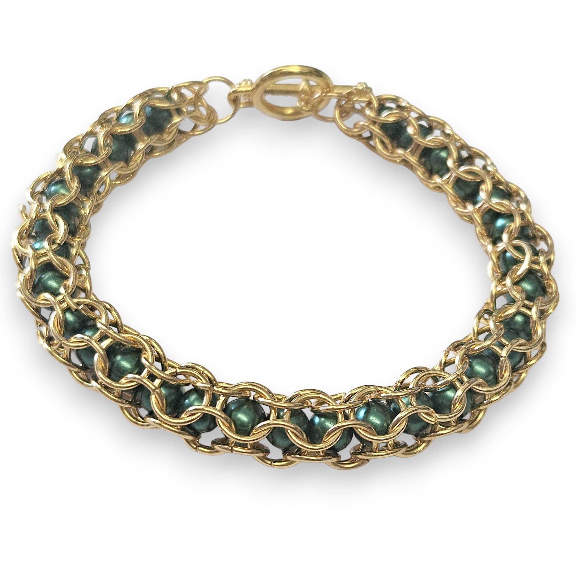 Cora Beaded Chain Maille Bracelets - Gold