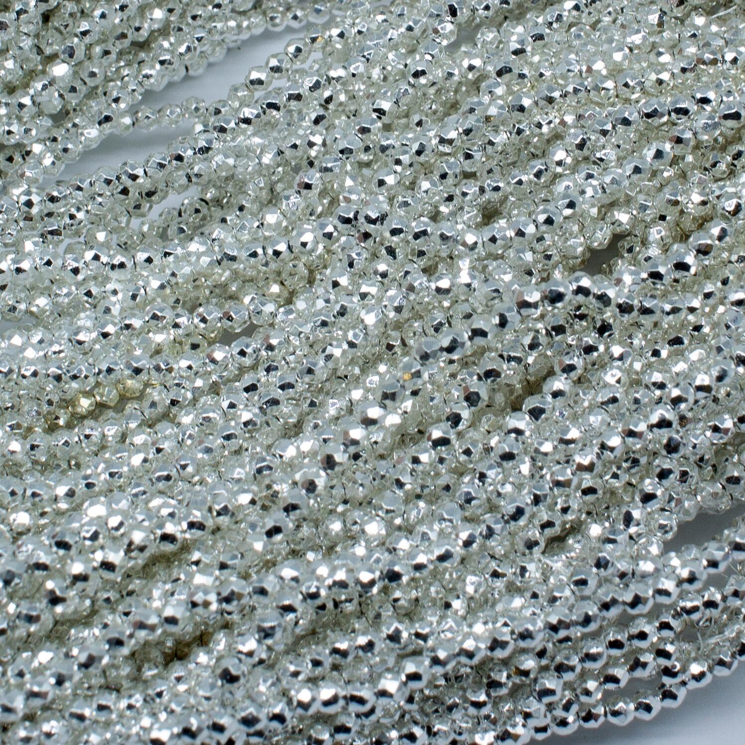 Micro Crystal Round Beads 1.5mm - Metallic Silver