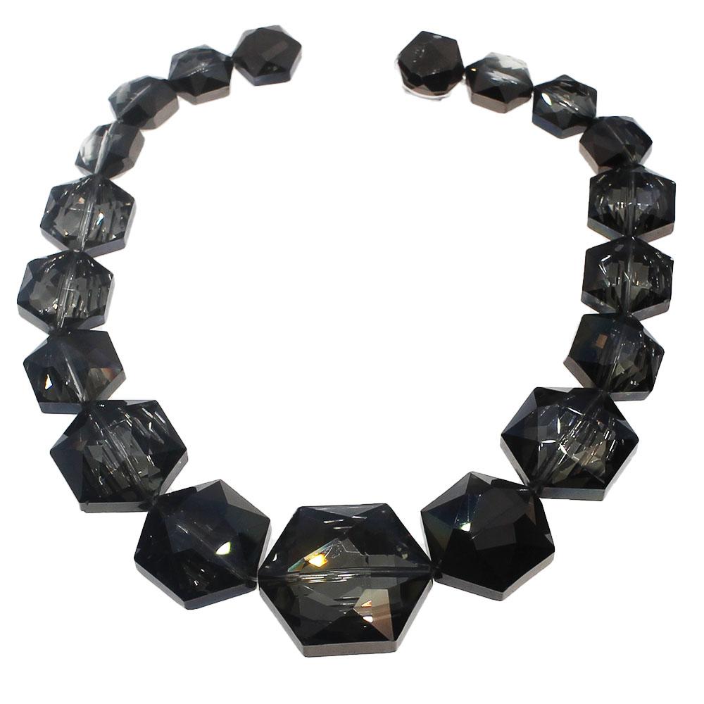 Crystal Hexagonal Beads Set - Black Diamond - Grade B