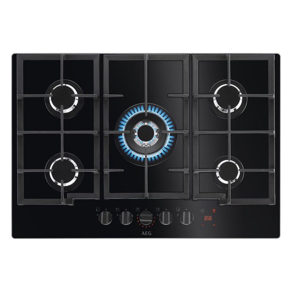 AEG HKB75450NB 75cm 5 Zone Gas Hob in Black U58563