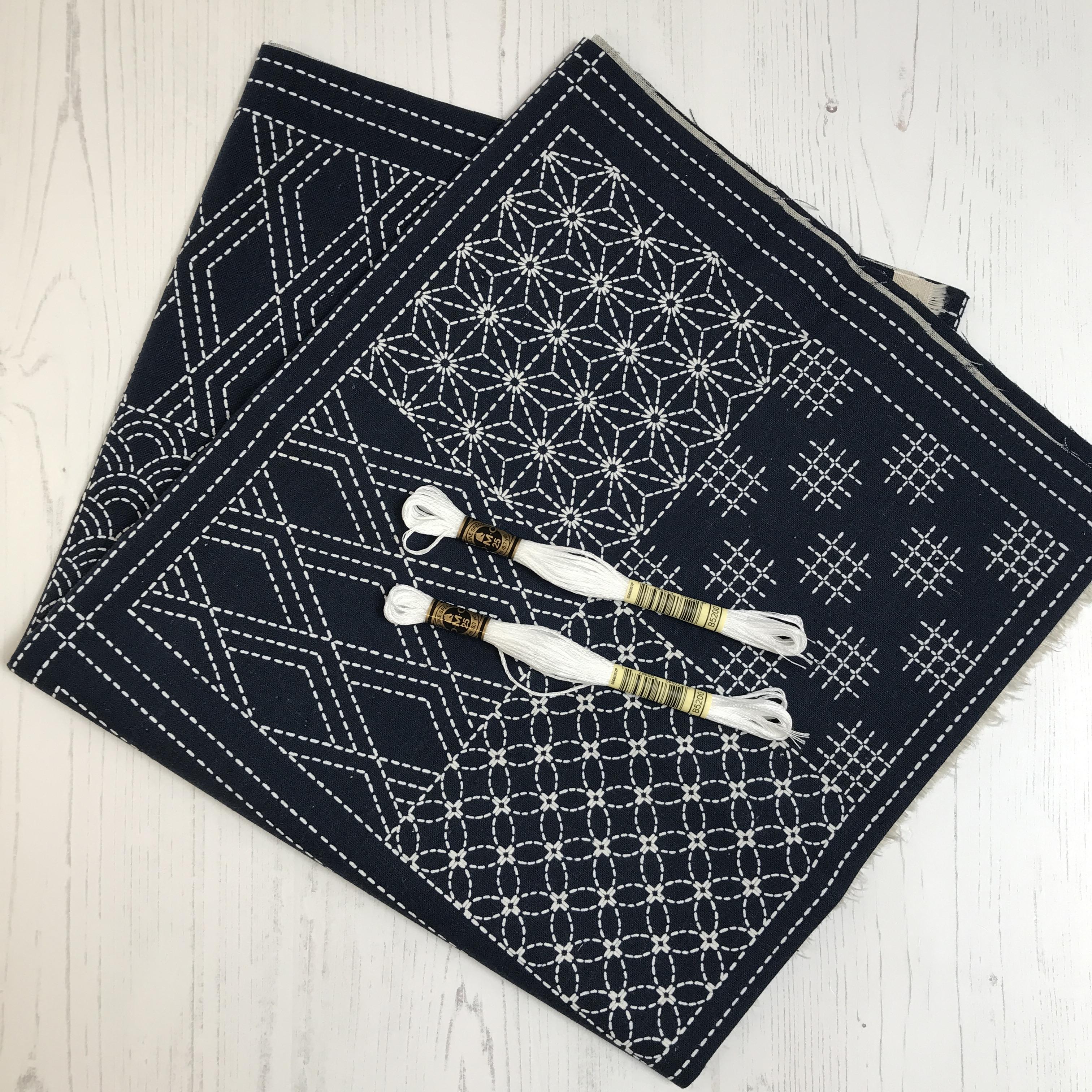 Sashiko Sampler Panel - Blue