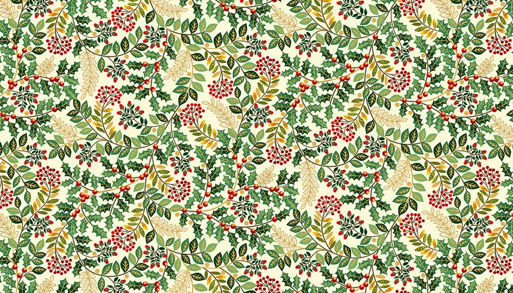 Deck The Halls Leaf Swirl Cream 2093/Q