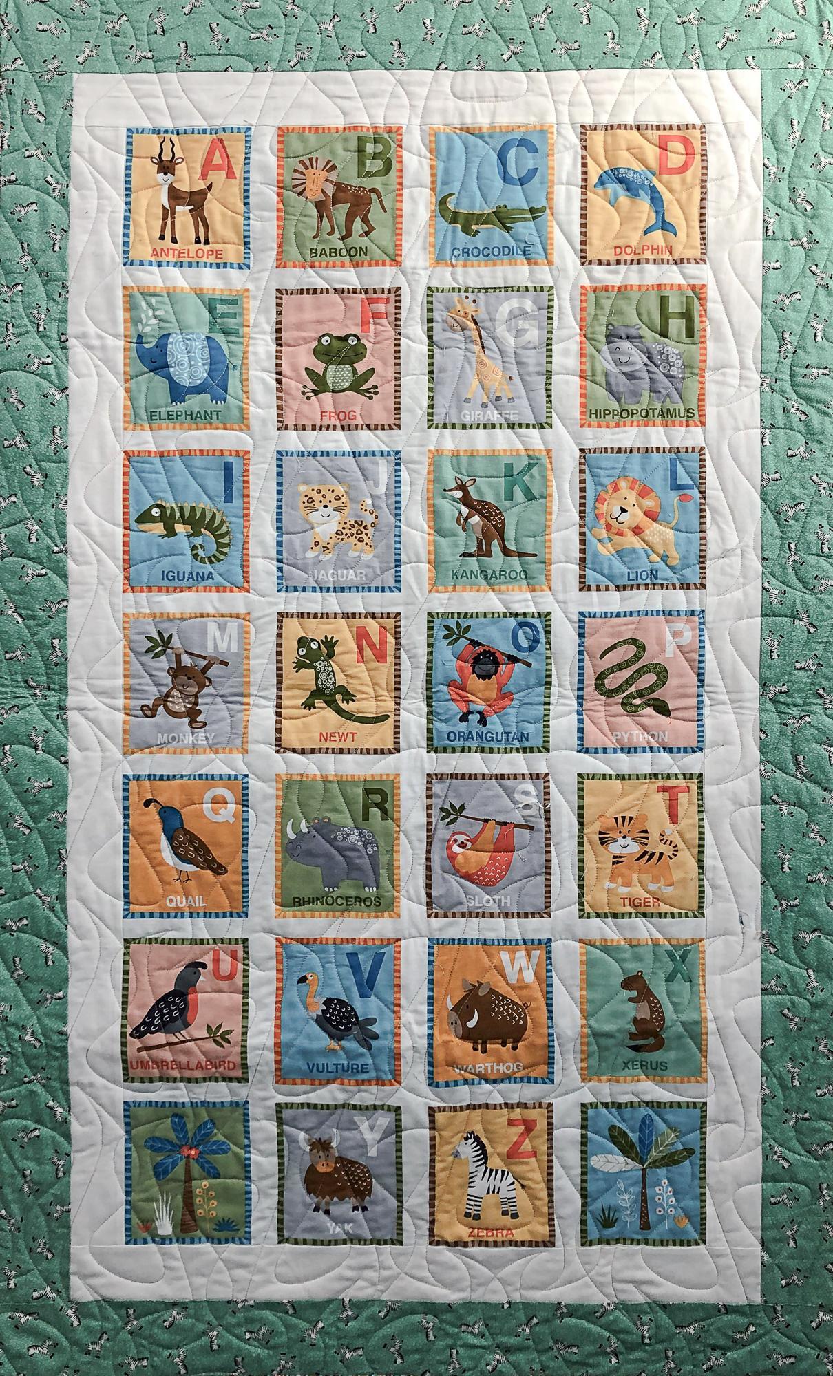 Jungle Friends ABC Panel Cot Quilt Kit