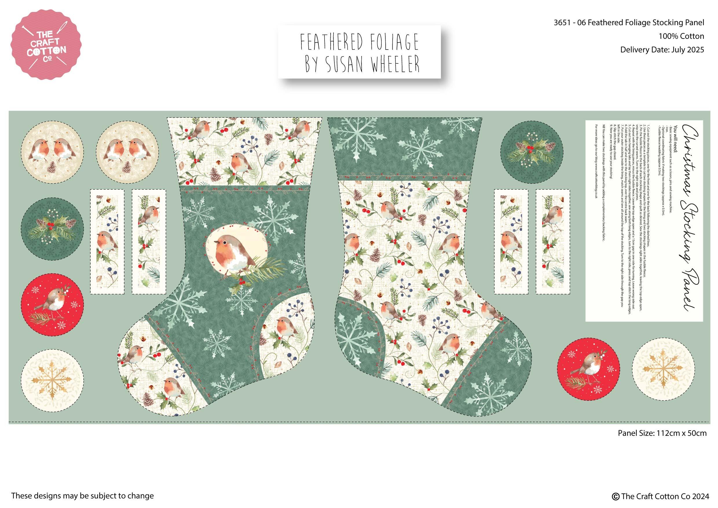 Feathered Foliage - Christmas Stocking Panel