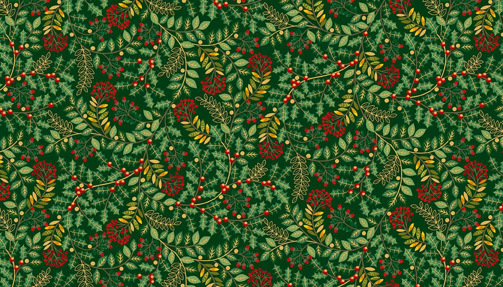 Deck The Halls Leaf Swirl Green 2093/G