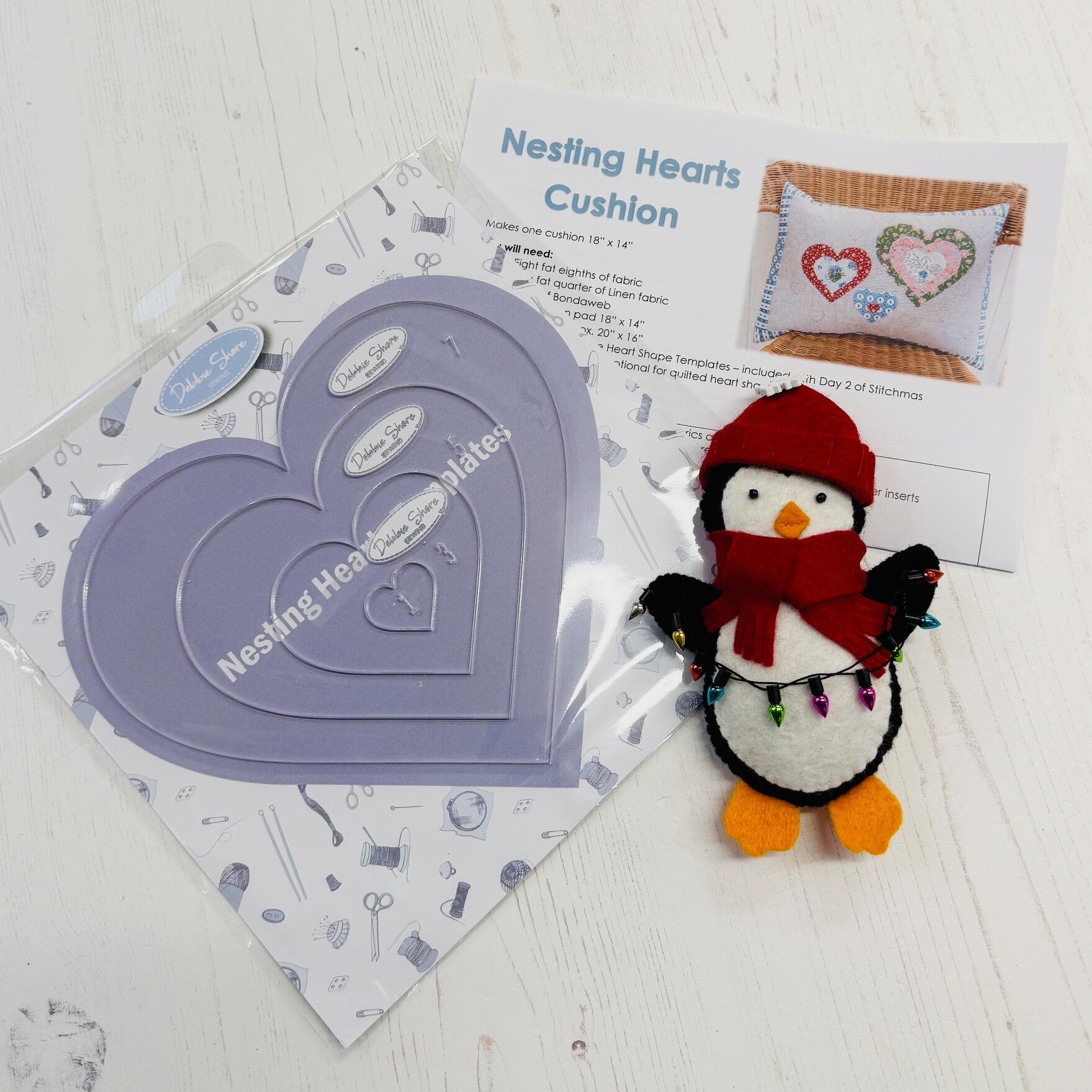 Day 2 - Stitchmas - Nesting Heart Templates & Free Pattern