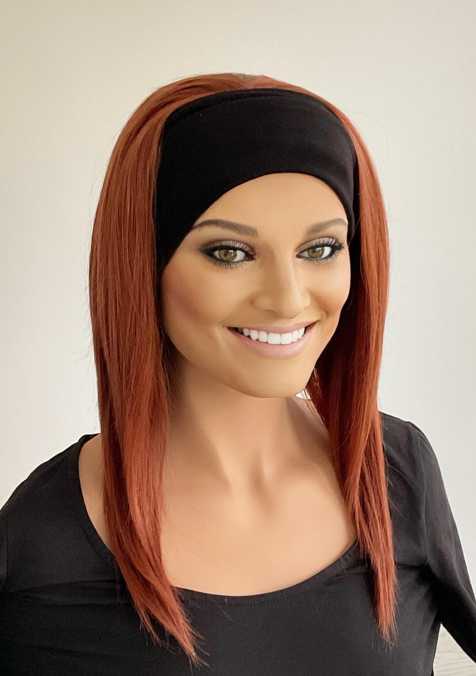 Human hair gym & swim wig auburn