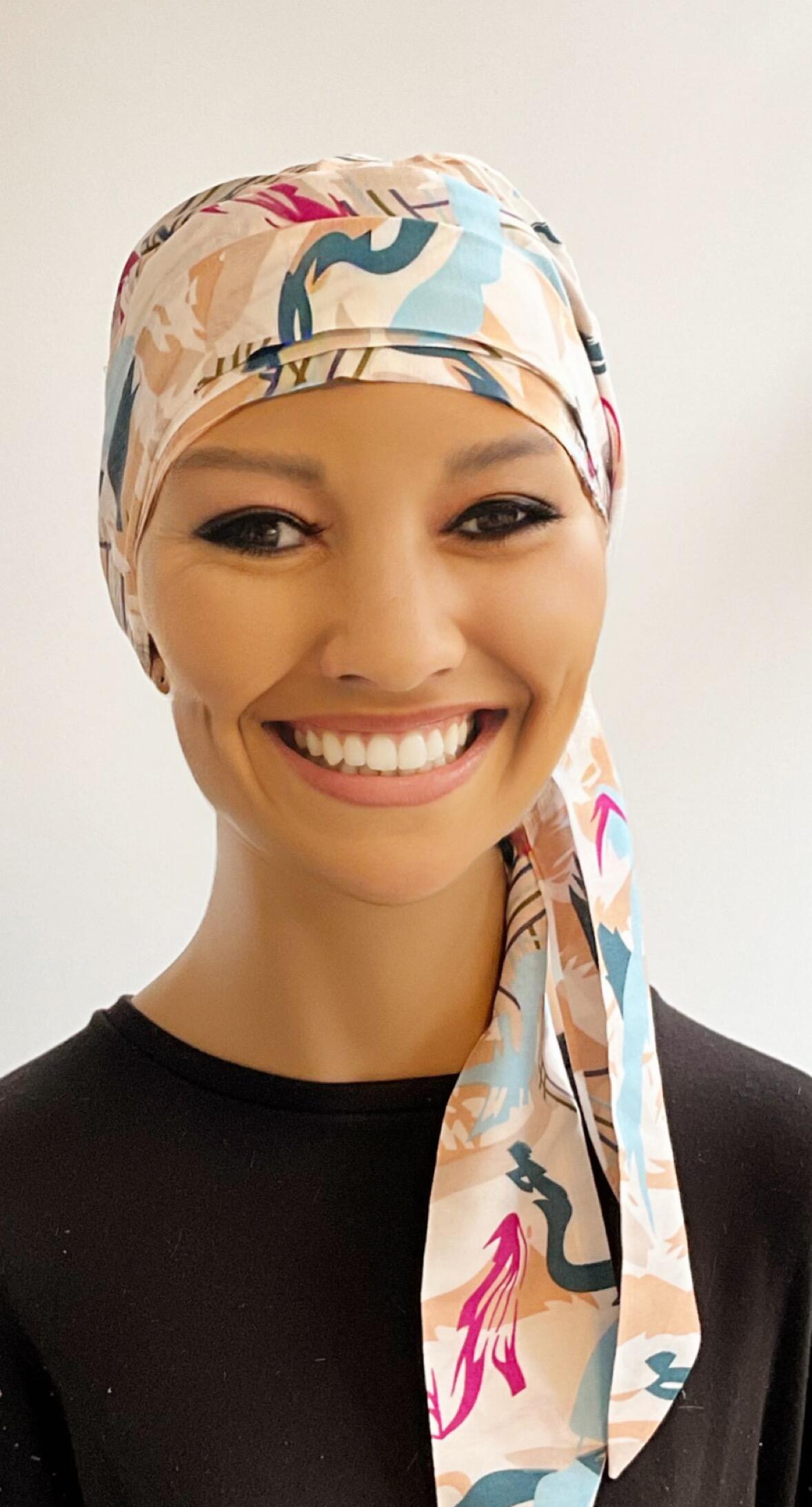 Patterned long tail headscarf