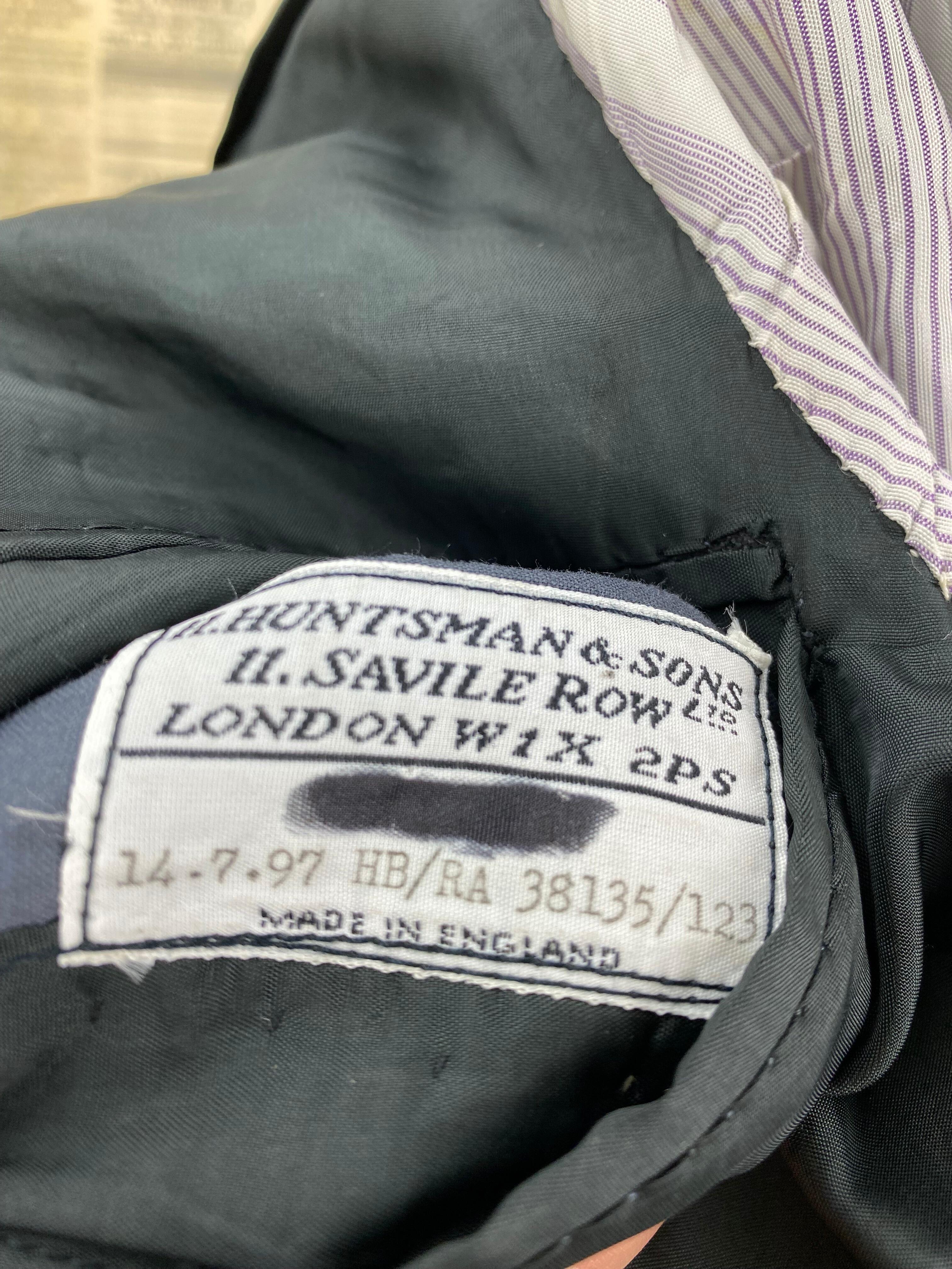 Huntsman Savile row grey three piece suit size 44