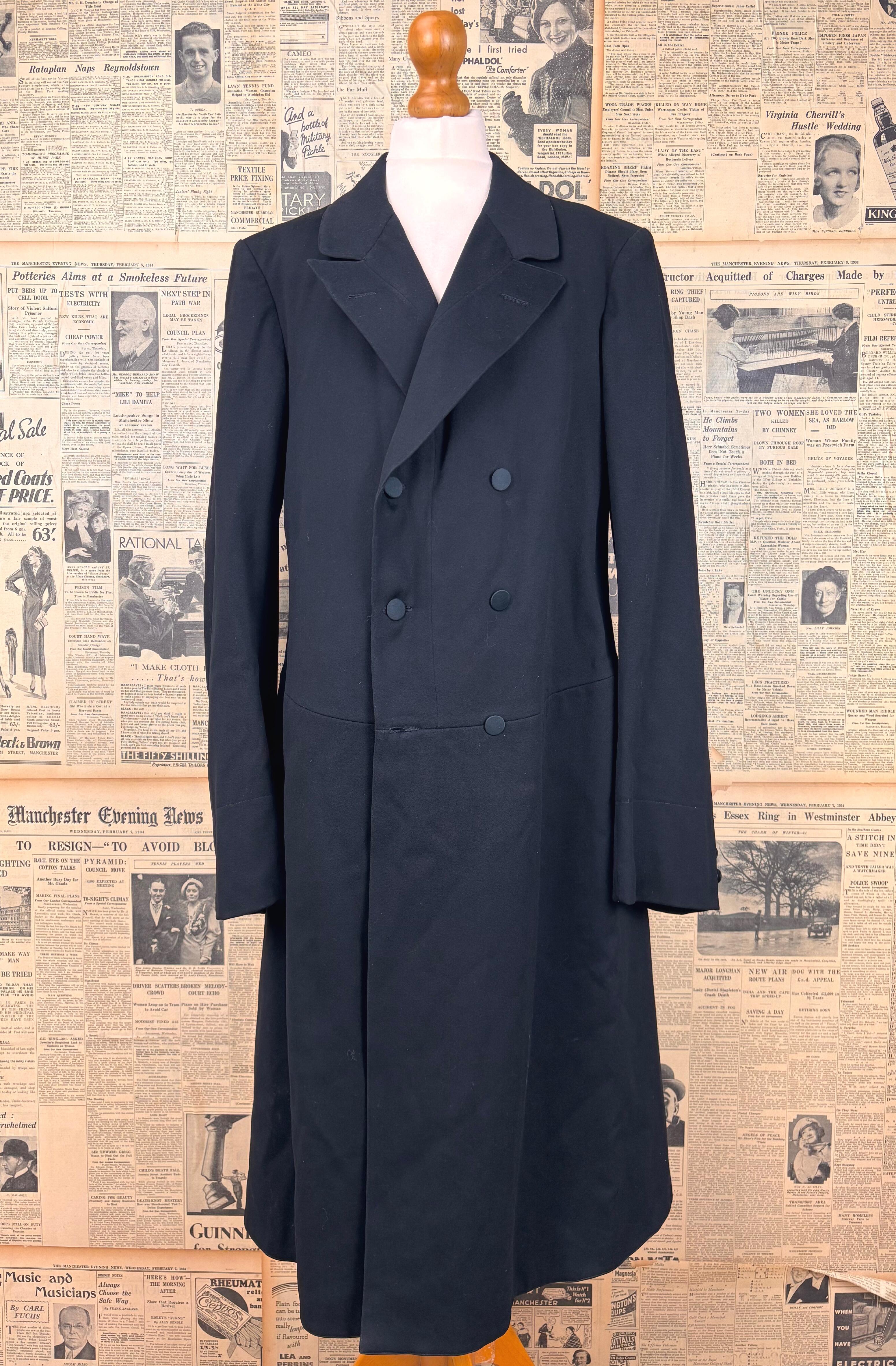 Edwardian Six Button bespoke frock coat size 36 38 long
