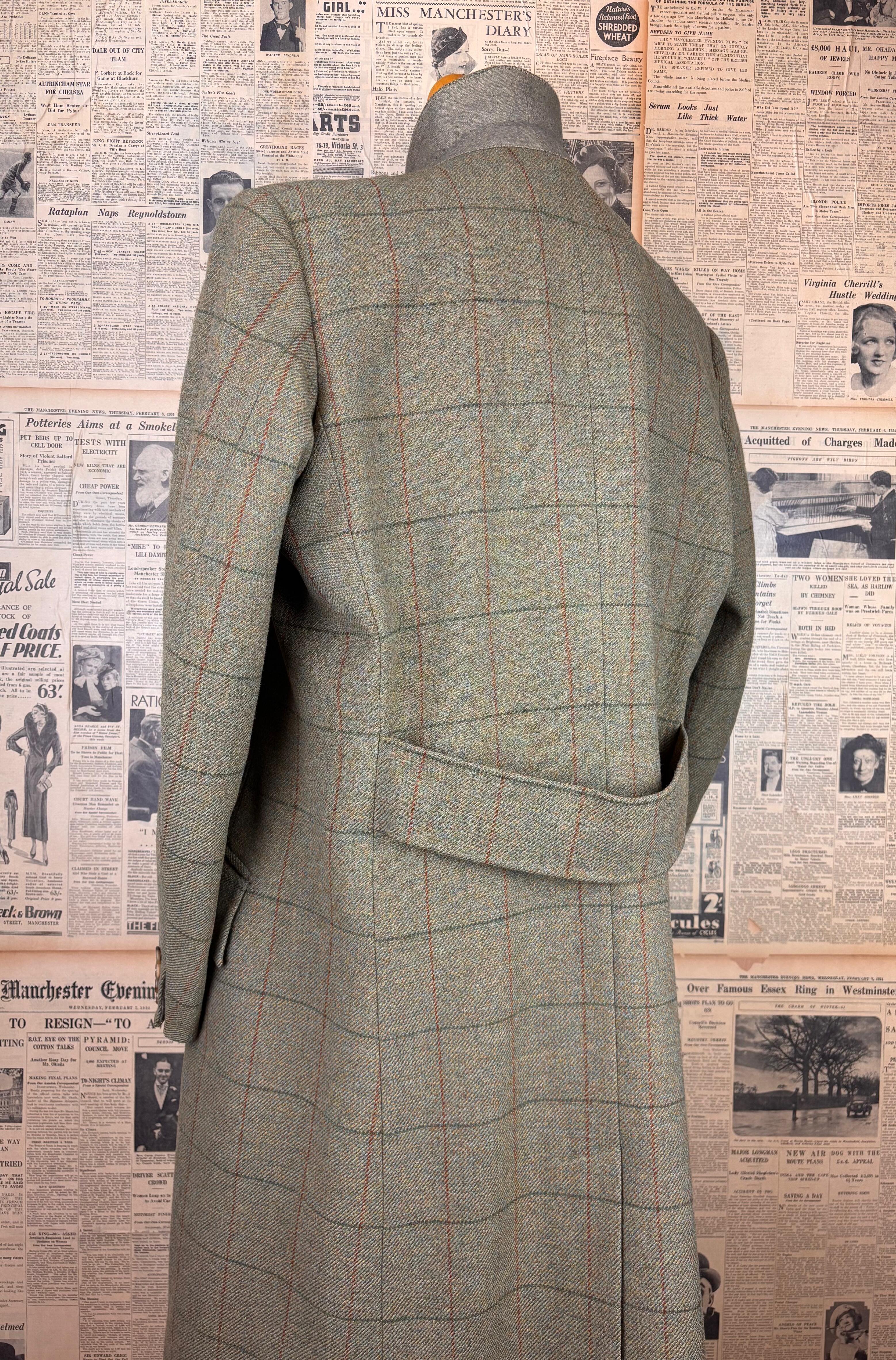 Welsh & Jefferies Savile Row tweed overcoat size 46 long