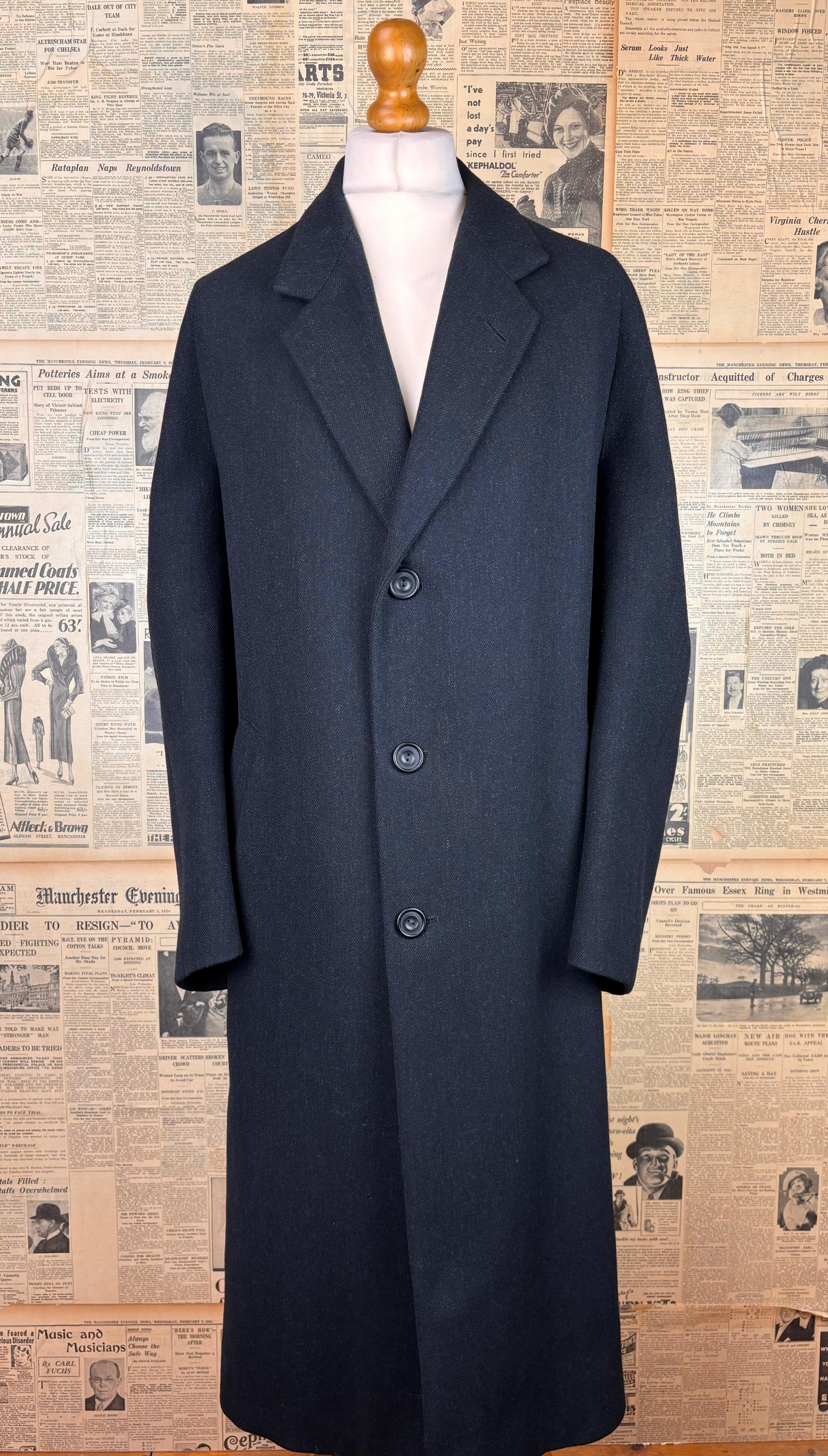 1971 Welsh & Jefferies bespoke raglan sleeve blue grey overcoat size 46 ...