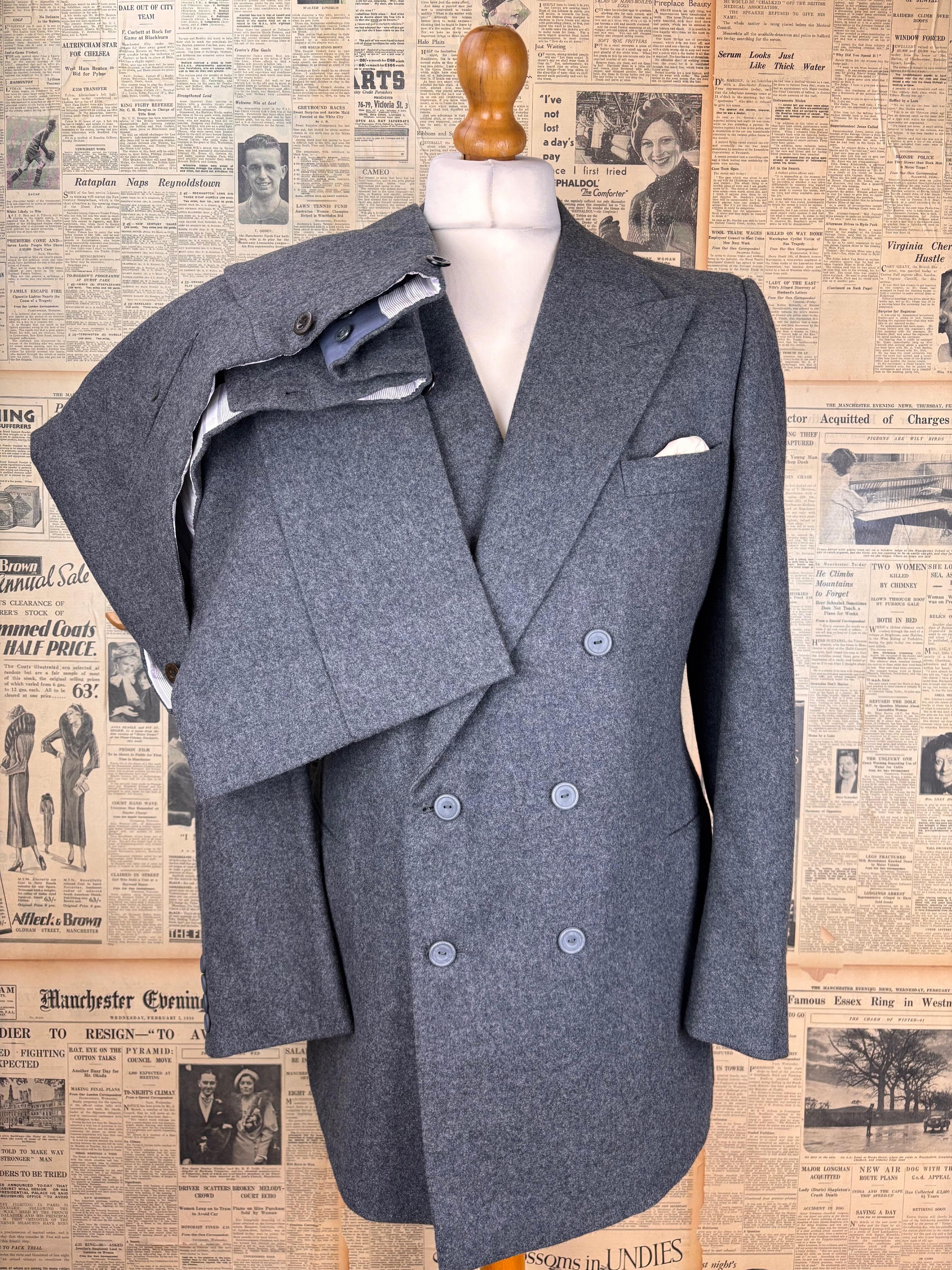 Huntsman Savile Row grey flannel suit size 42