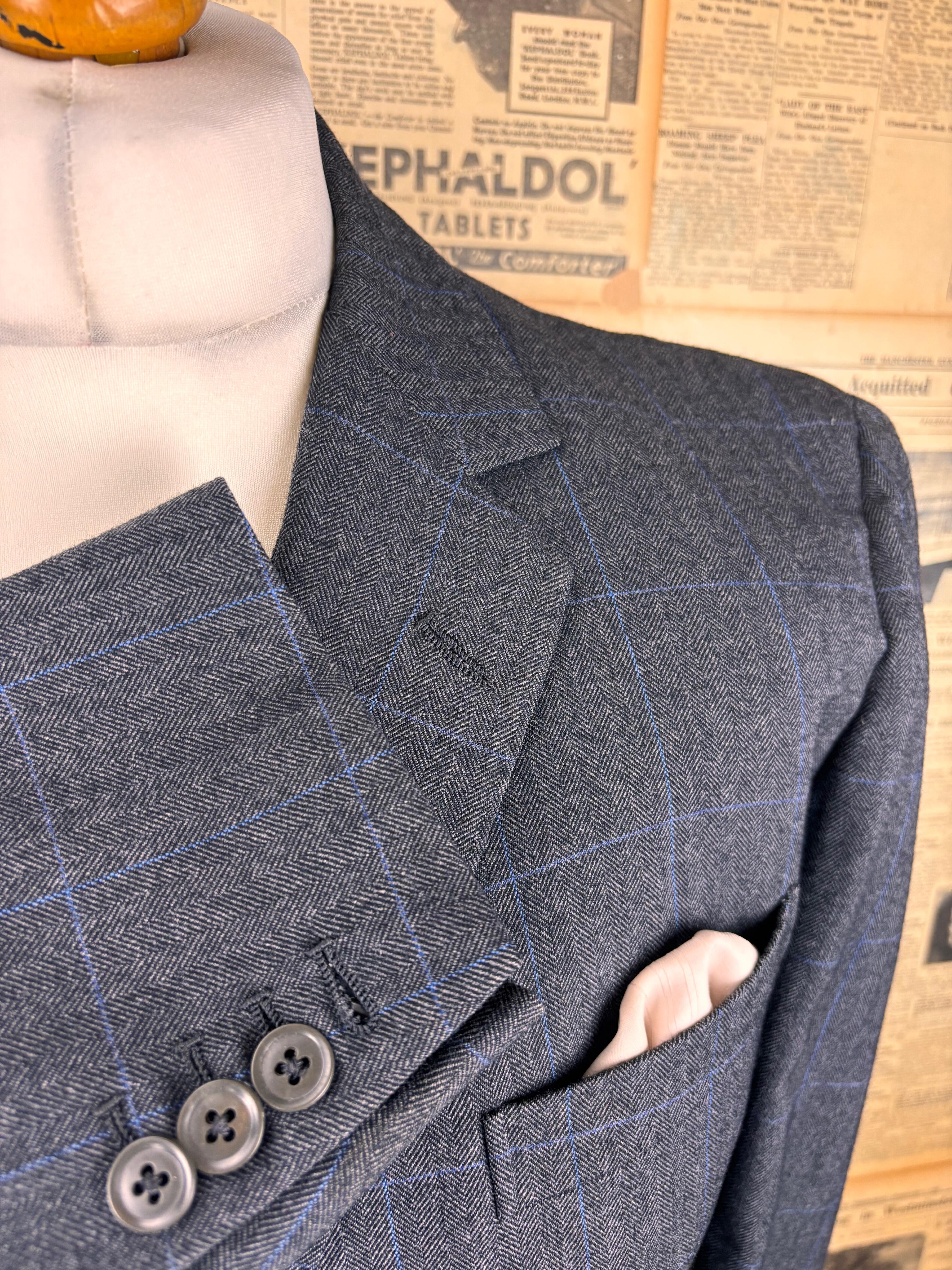 1971 Conway Williams three piece grey suit size 42 long