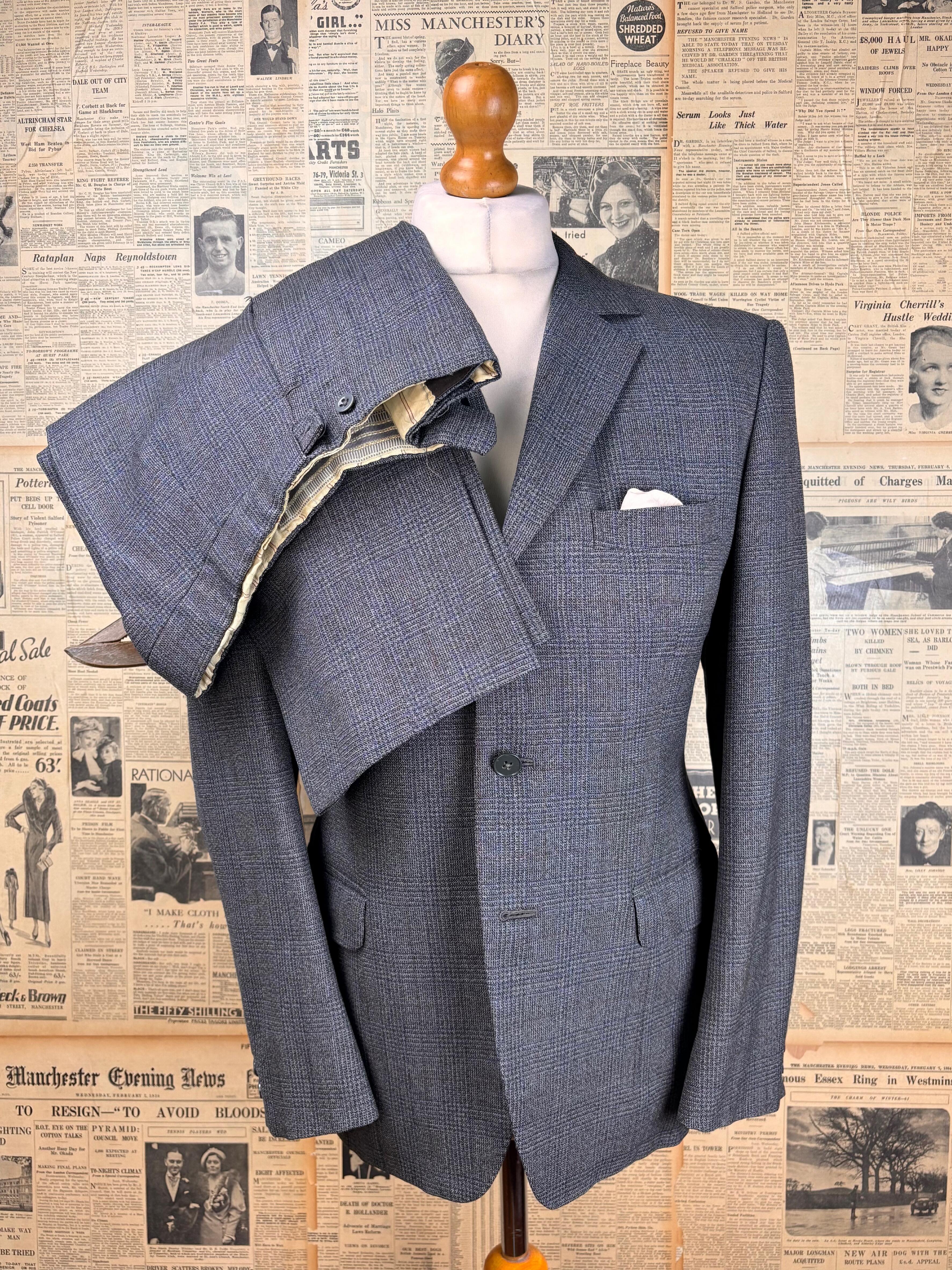 1960's grey blue suit size 40 reg