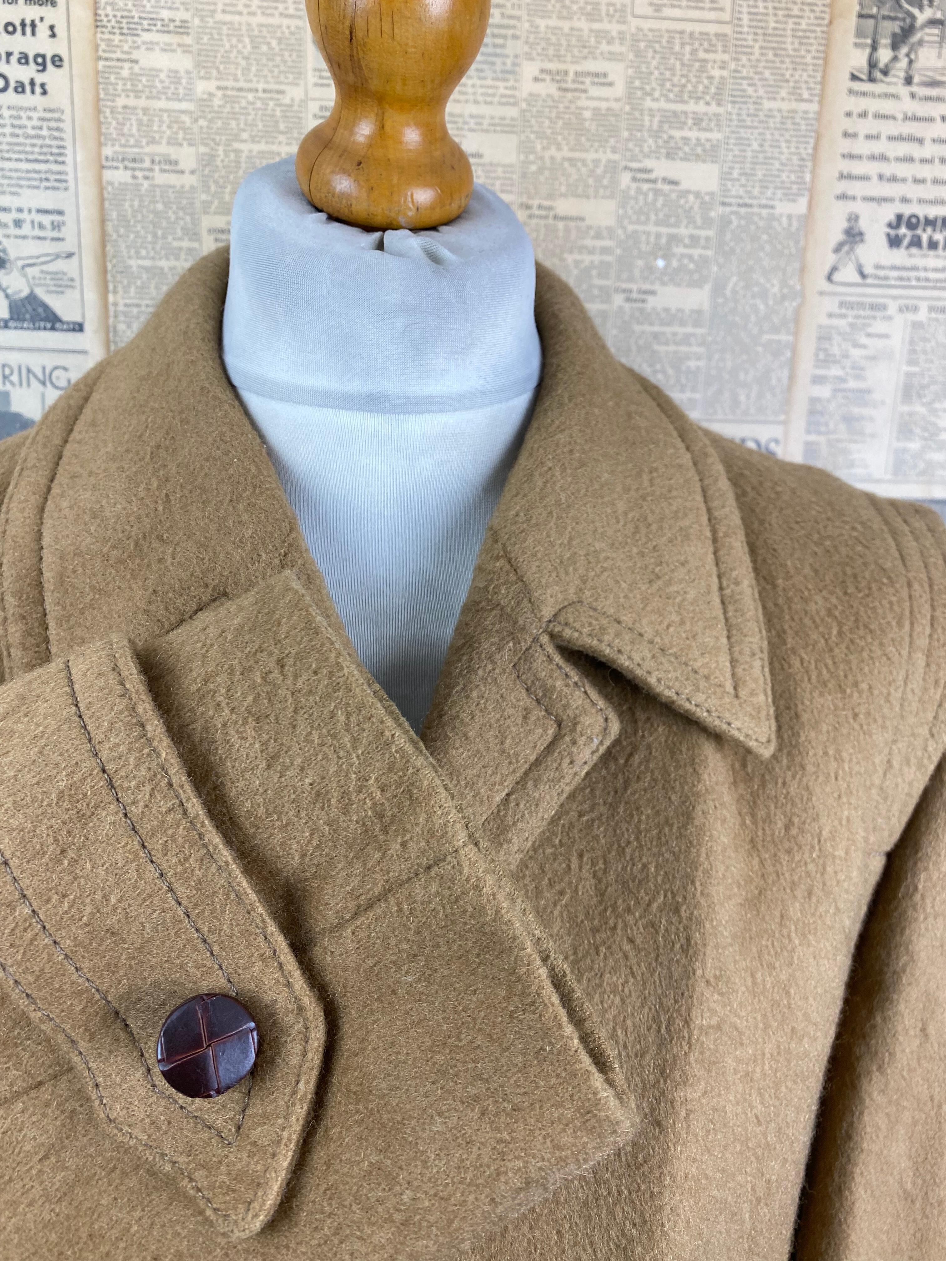 Vintage Loden style overcoat camel colour size 40