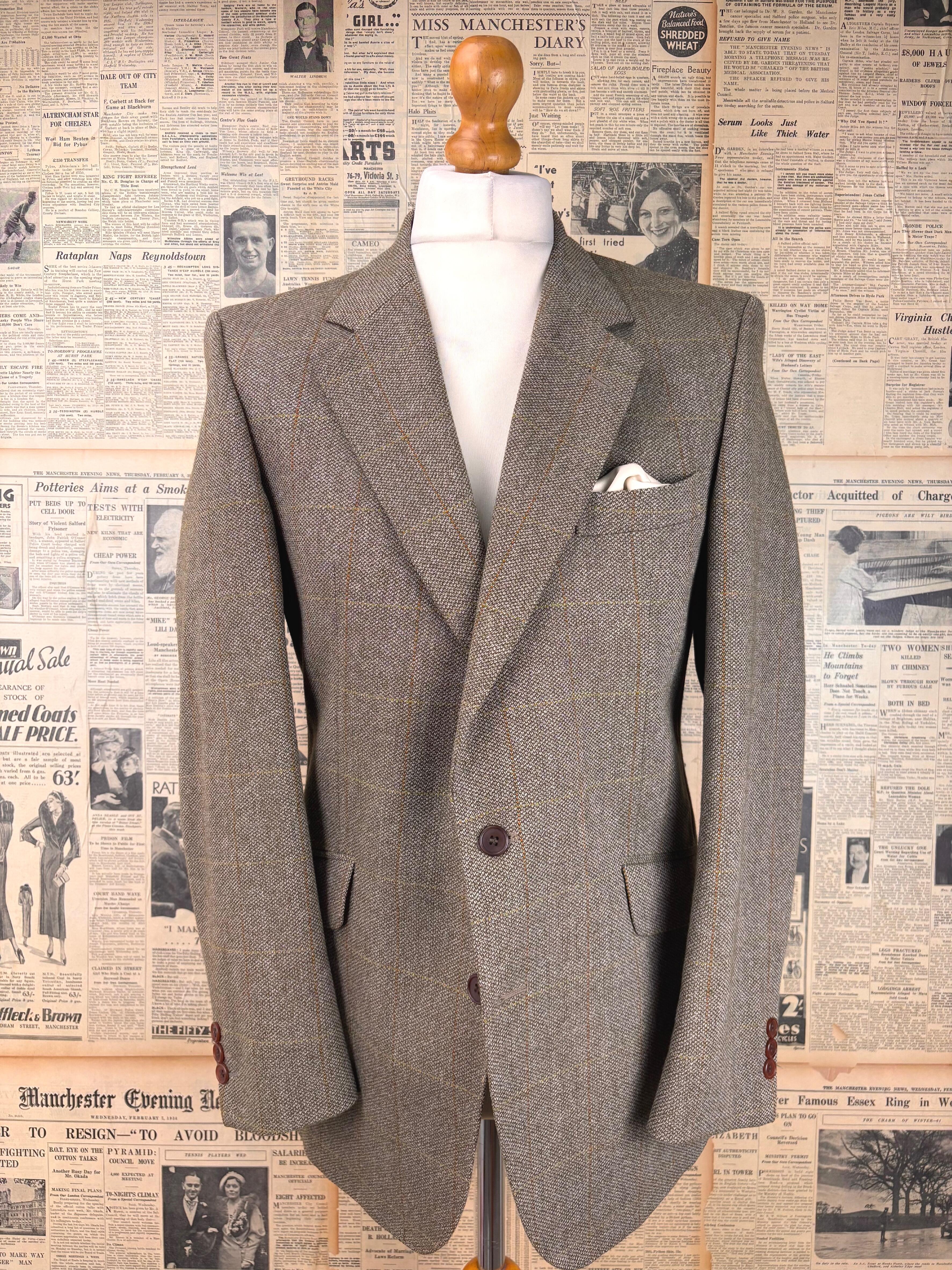 John G Hardy brown tweed suit size 40 reg