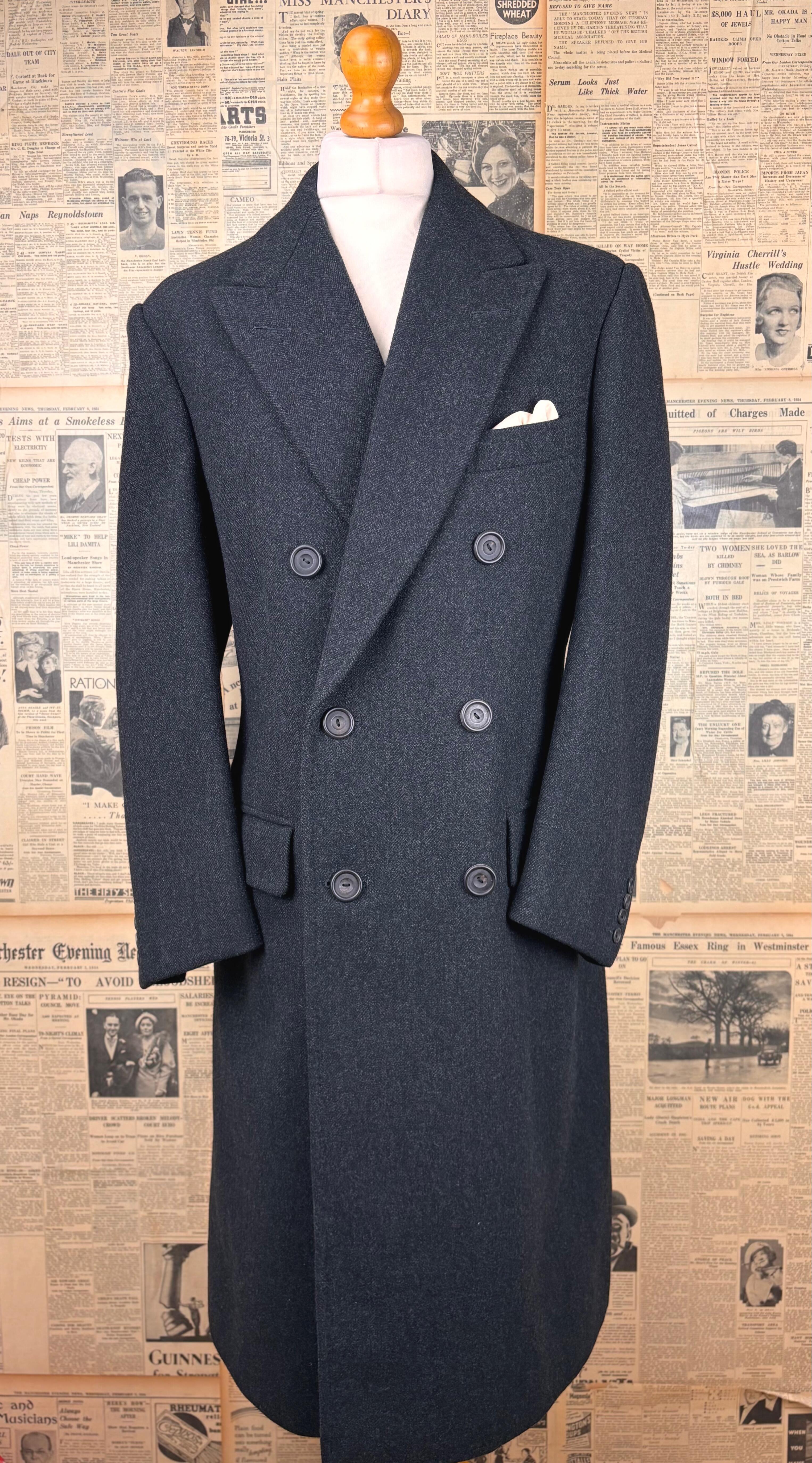 1995 Henry Poole Savile Row grey heavy overcoat size 44
