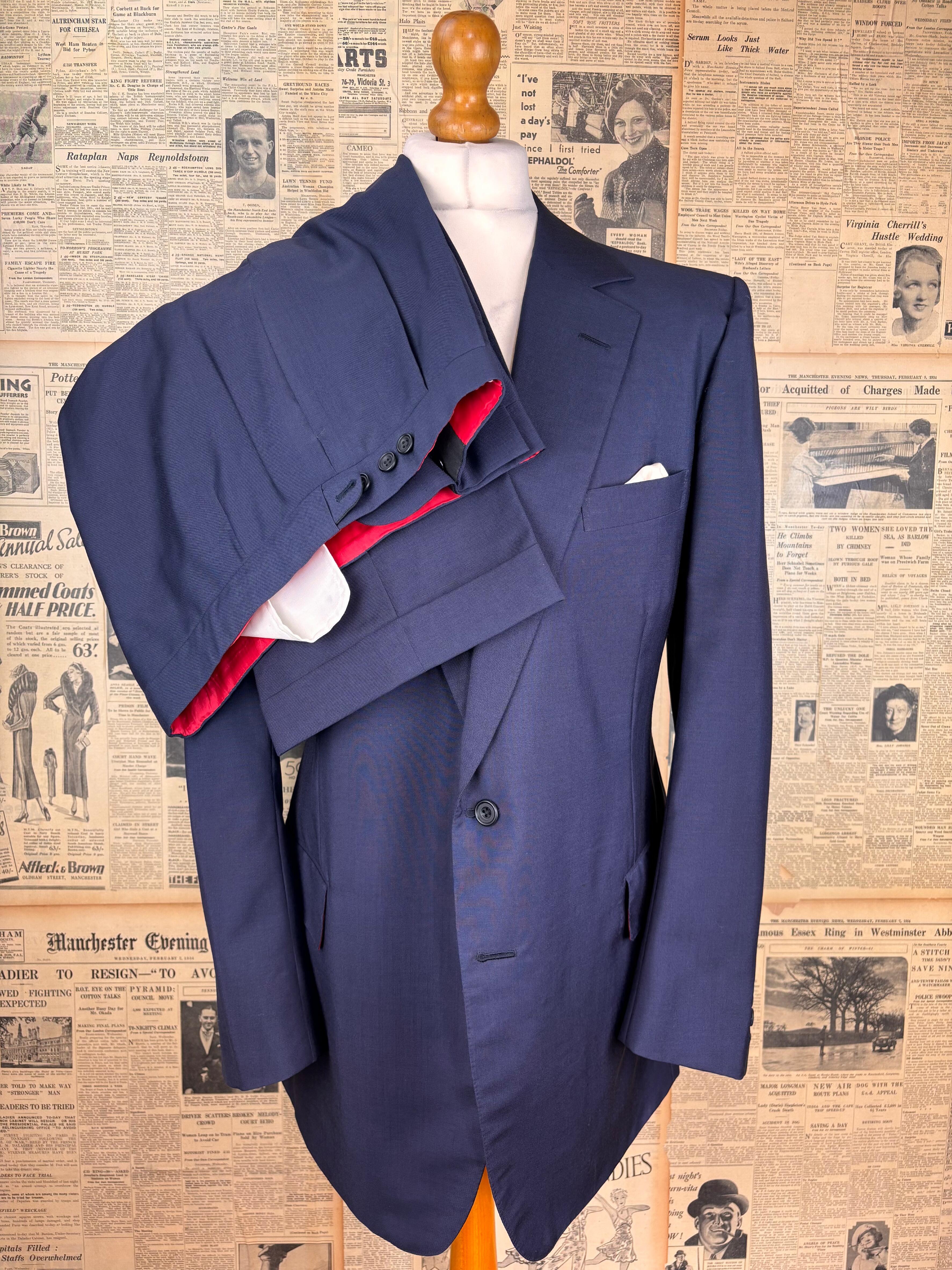 Savile Row Peter Moore navy mohair suit size 44 long